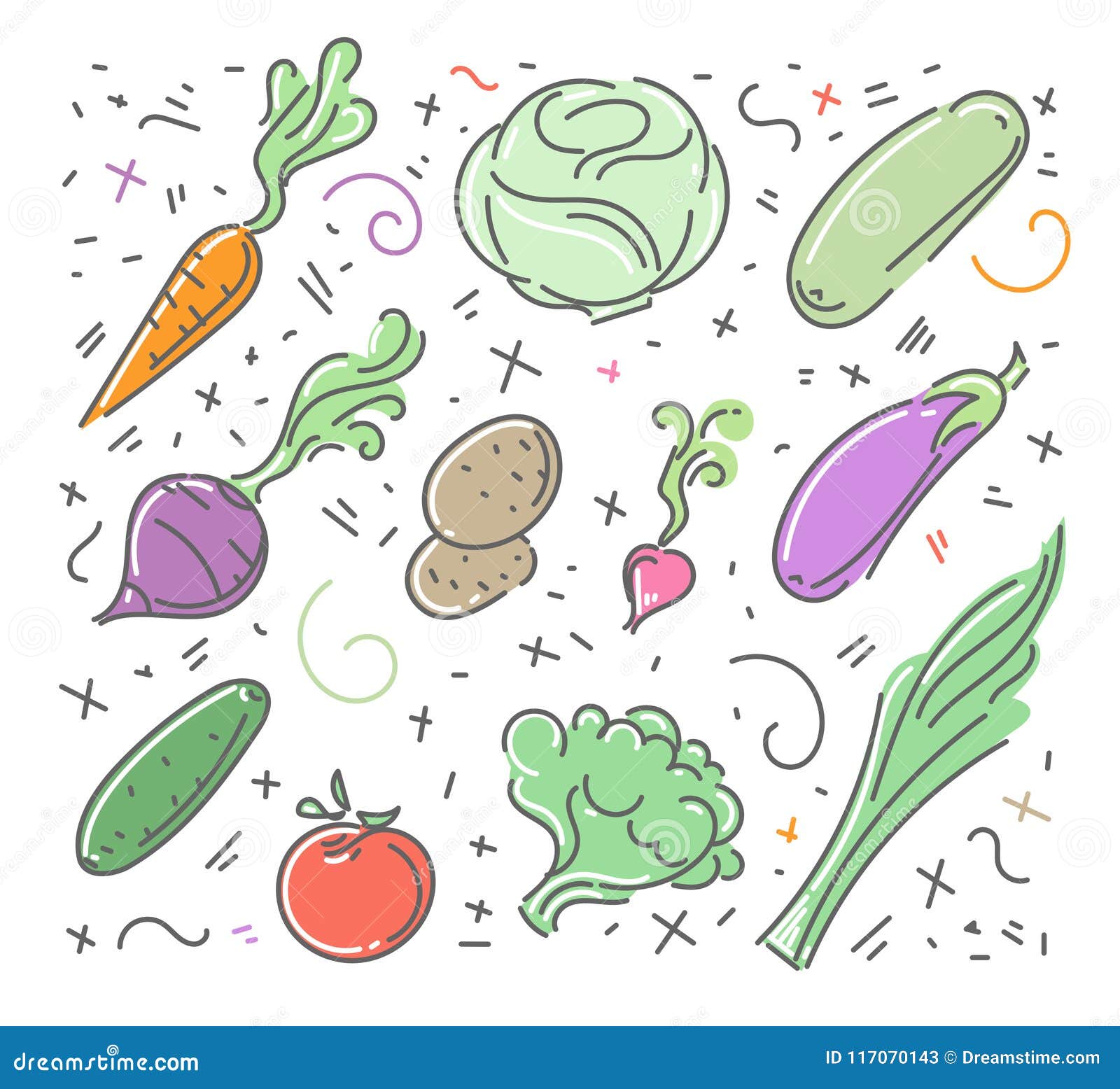 Set of Vector Vegetable Icons in Flat Style. Vector Illustration Stock ...