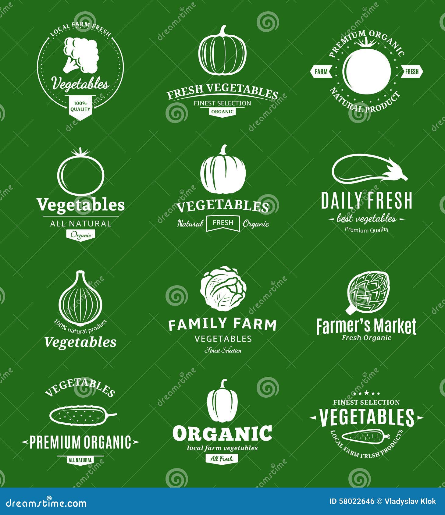 Set of Vector Vegetables Logos, Labels and Design Elements Stock Vector ...