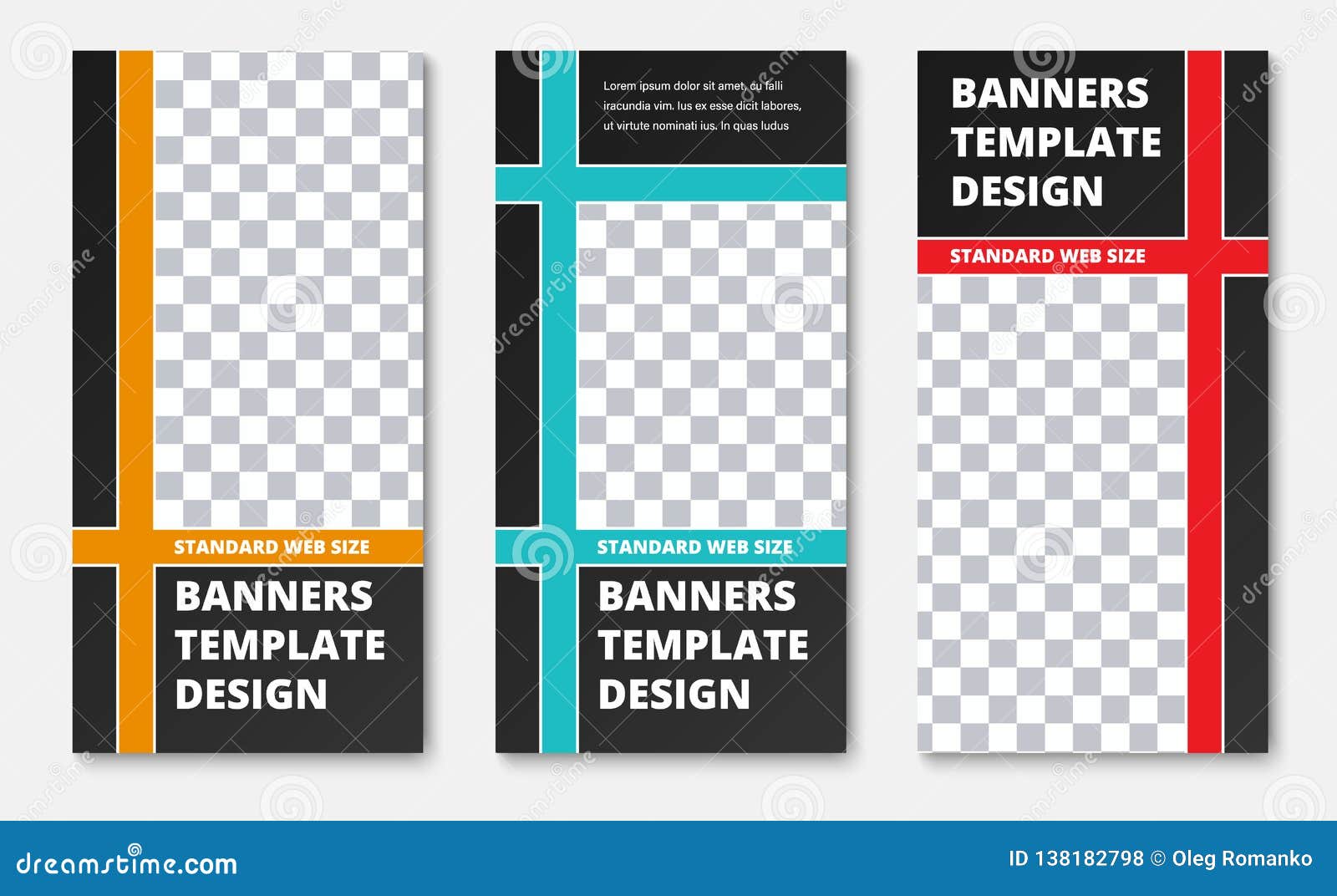 Set of Vector Vertical Black Web Banners with the Division into Blocks ...