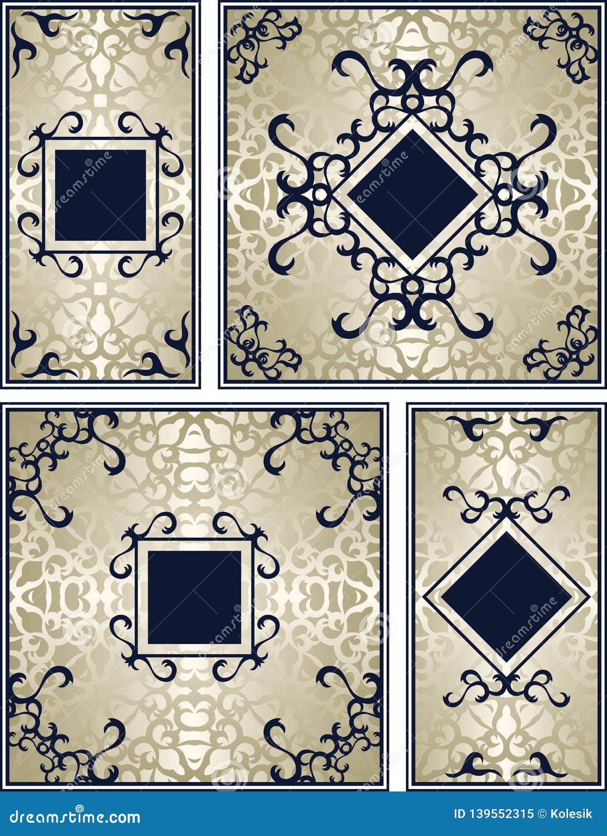 Set of Vector Vintage Backgrounds with Decorative Patterns Stock Vector ...