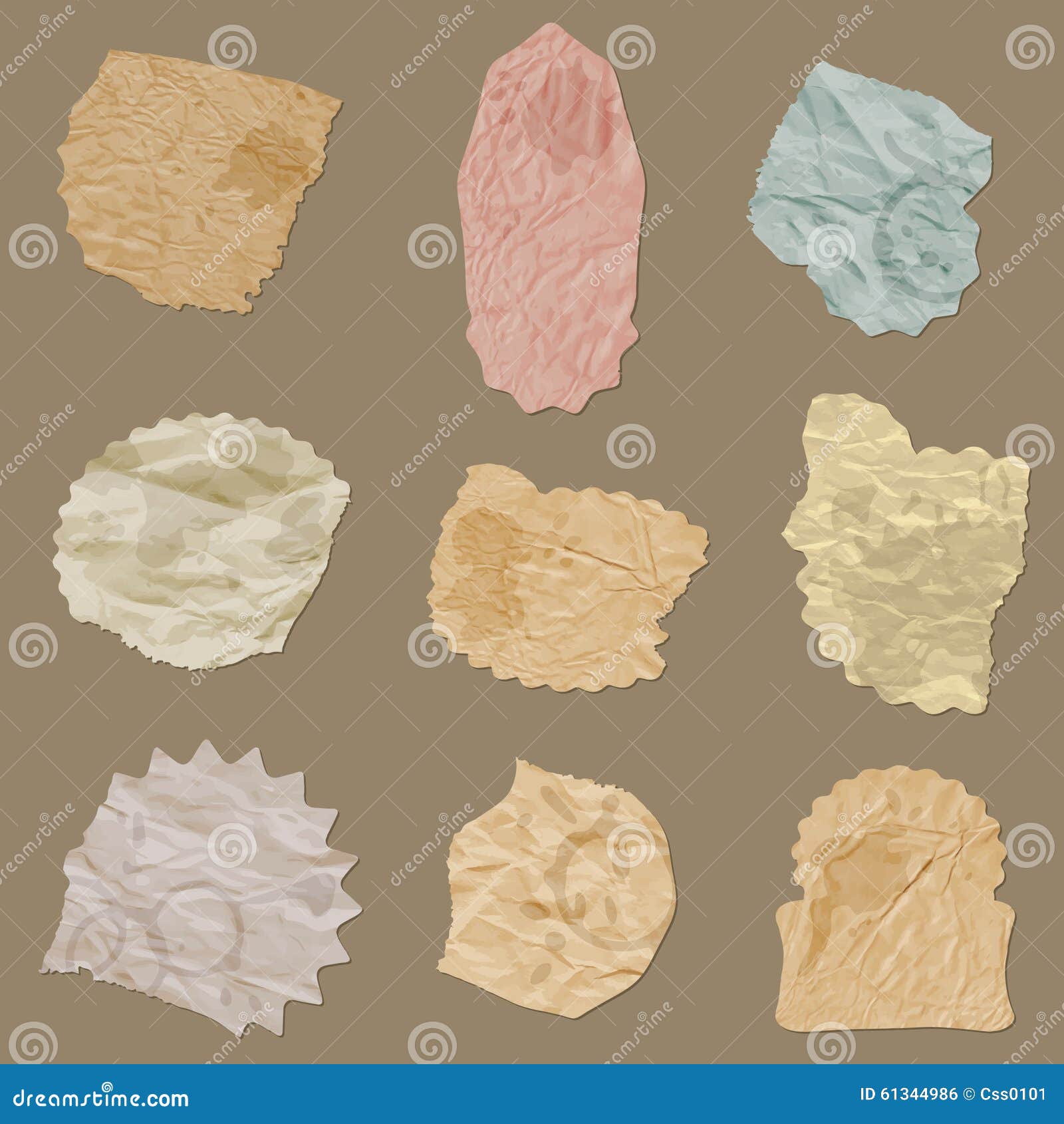 Set Vector Vintage Crumpled Dirty Paper Pieces with Splats Stock Vector ...