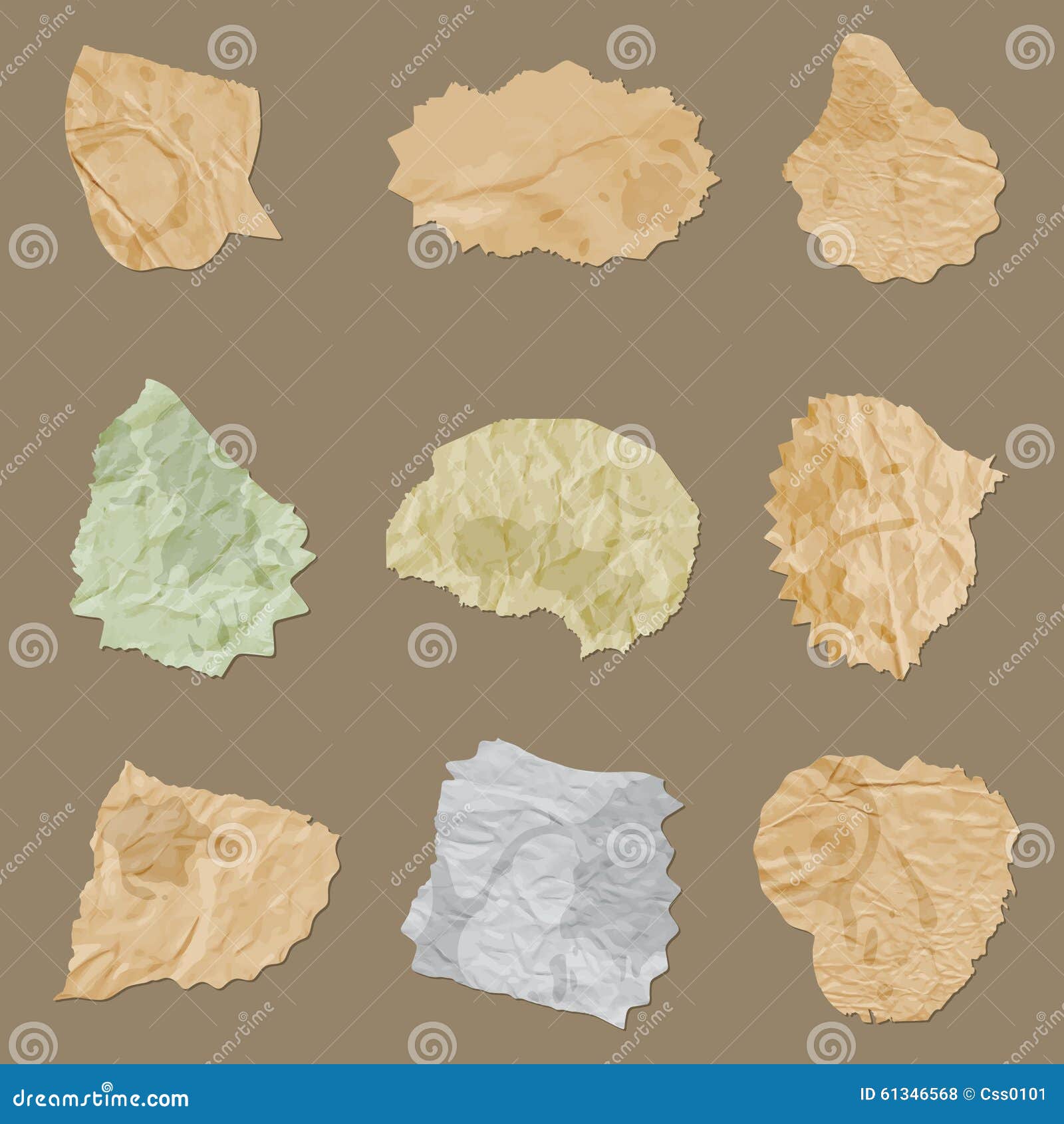 Set Vector Vintage Crumpled Dirty Paper Pieces with Splats Stock Vector ...