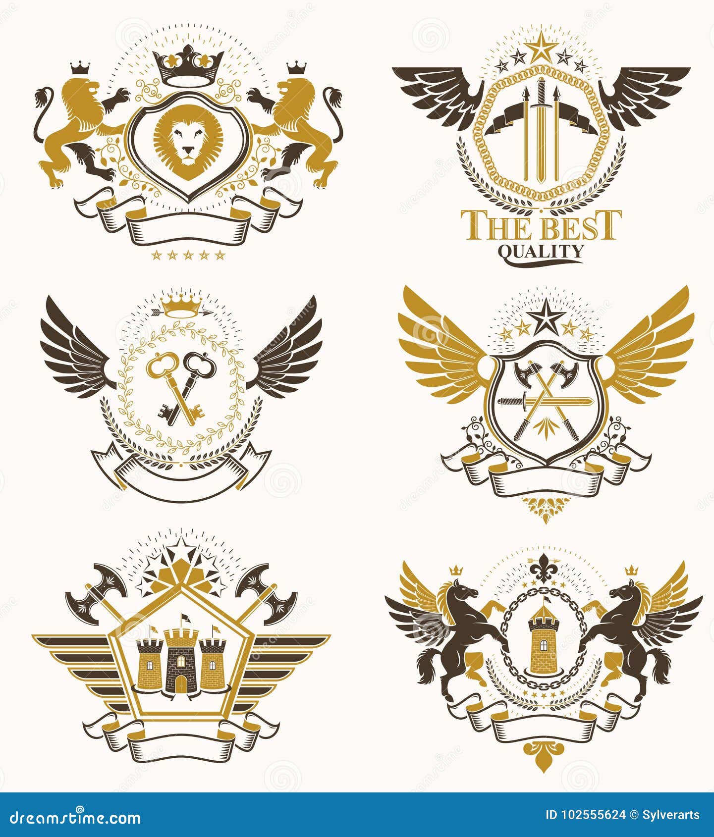 Set of Vector Vintage Emblems Created with Decorative Elements L Stock ...