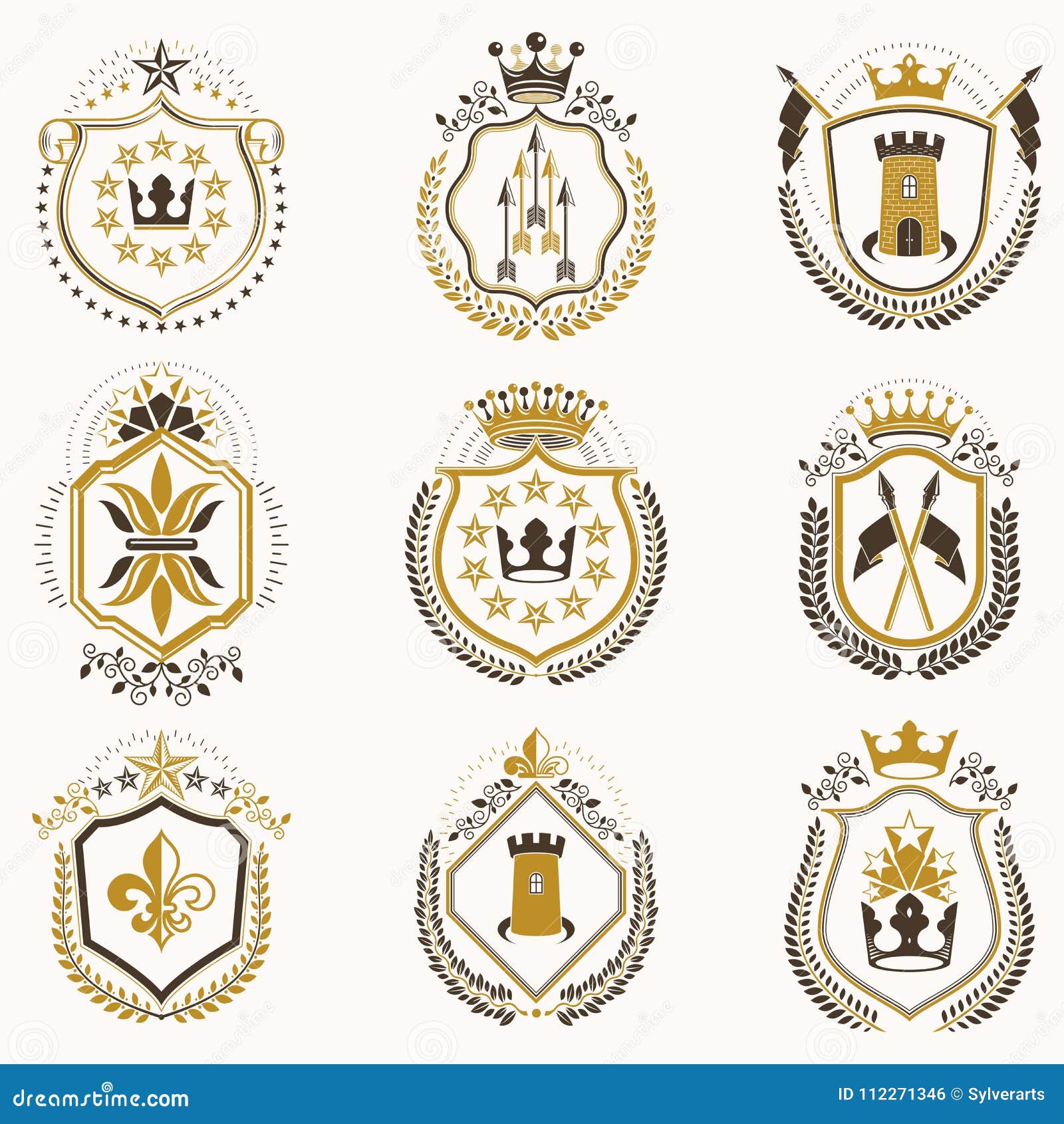Set of Vector Vintage Emblems Created with Decorative Elements L Stock ...