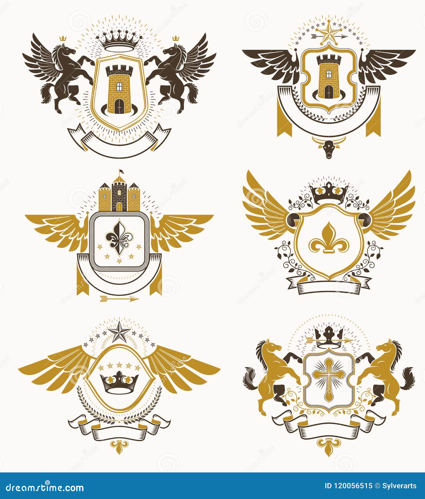 Set of Vector Vintage Emblems Created with Decorative Elements L Stock ...