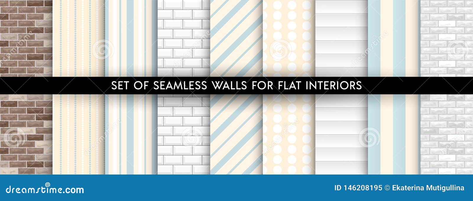 Set of Vector Walls Pattern Stock Vector - Illustration of element ...