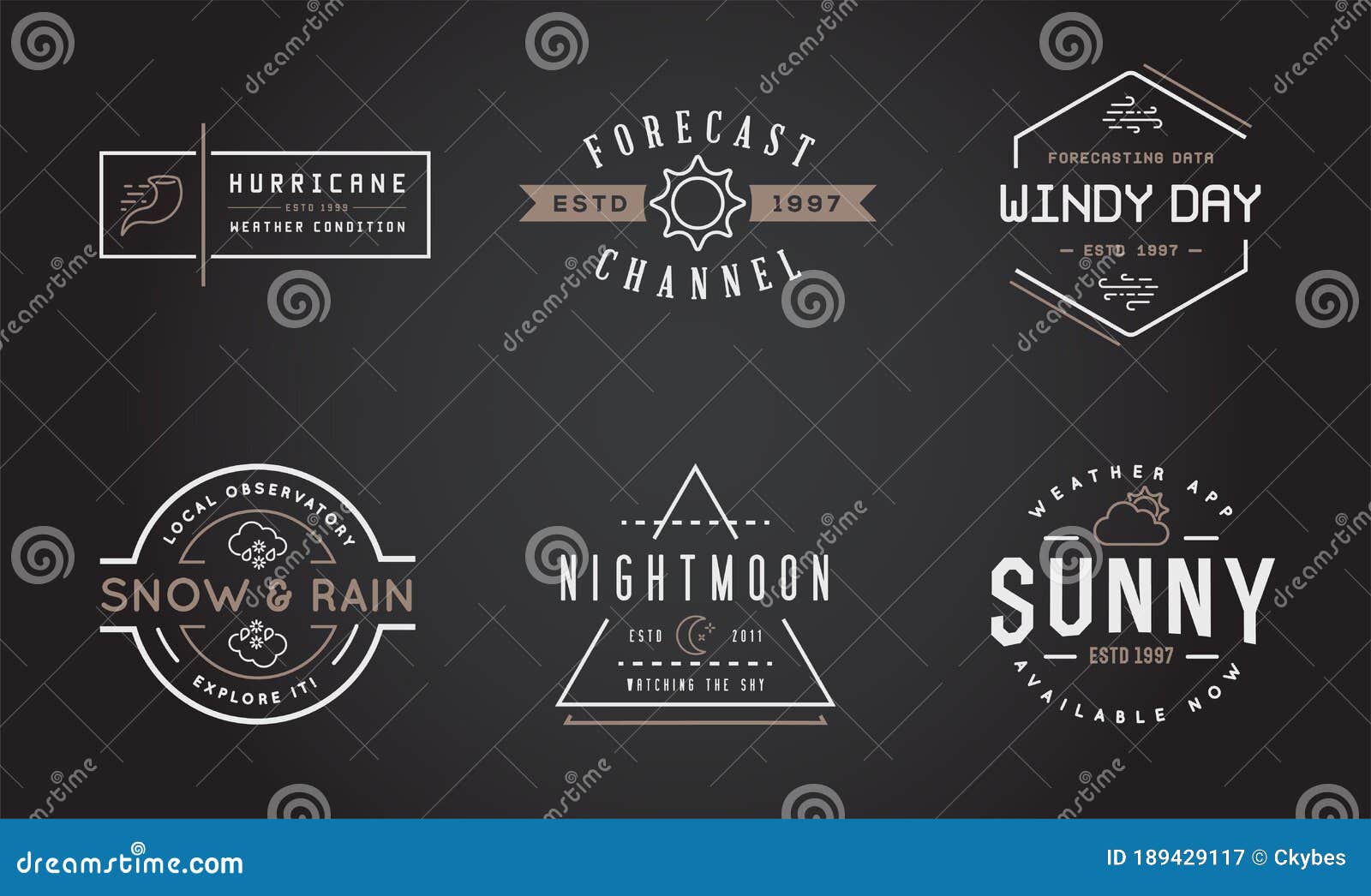 Set of Vector Weather Icons and Logotypes of Business Stock Vector ...