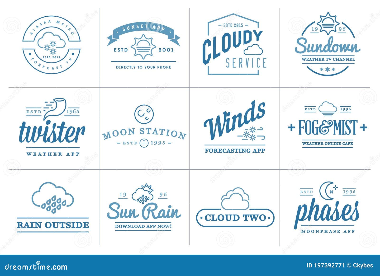 Vector Weather Icons and Logotypes of Business Forecasting Apps and ...