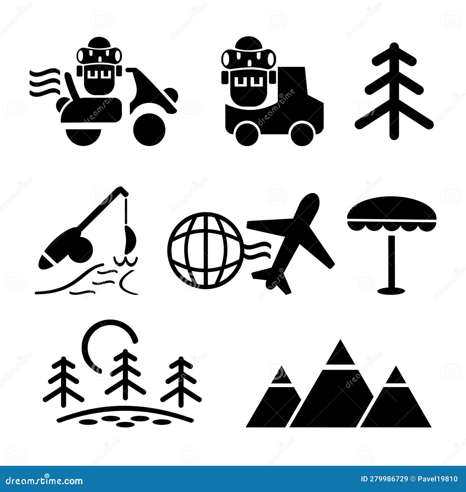 A Set of Vector Illustrations, Logos, Icons for Travel and Leisure ...