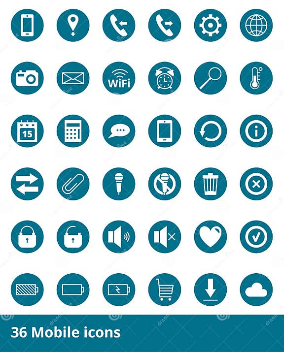 Set of Vector Web Icons Mobile Stock Vector - Illustration of device ...