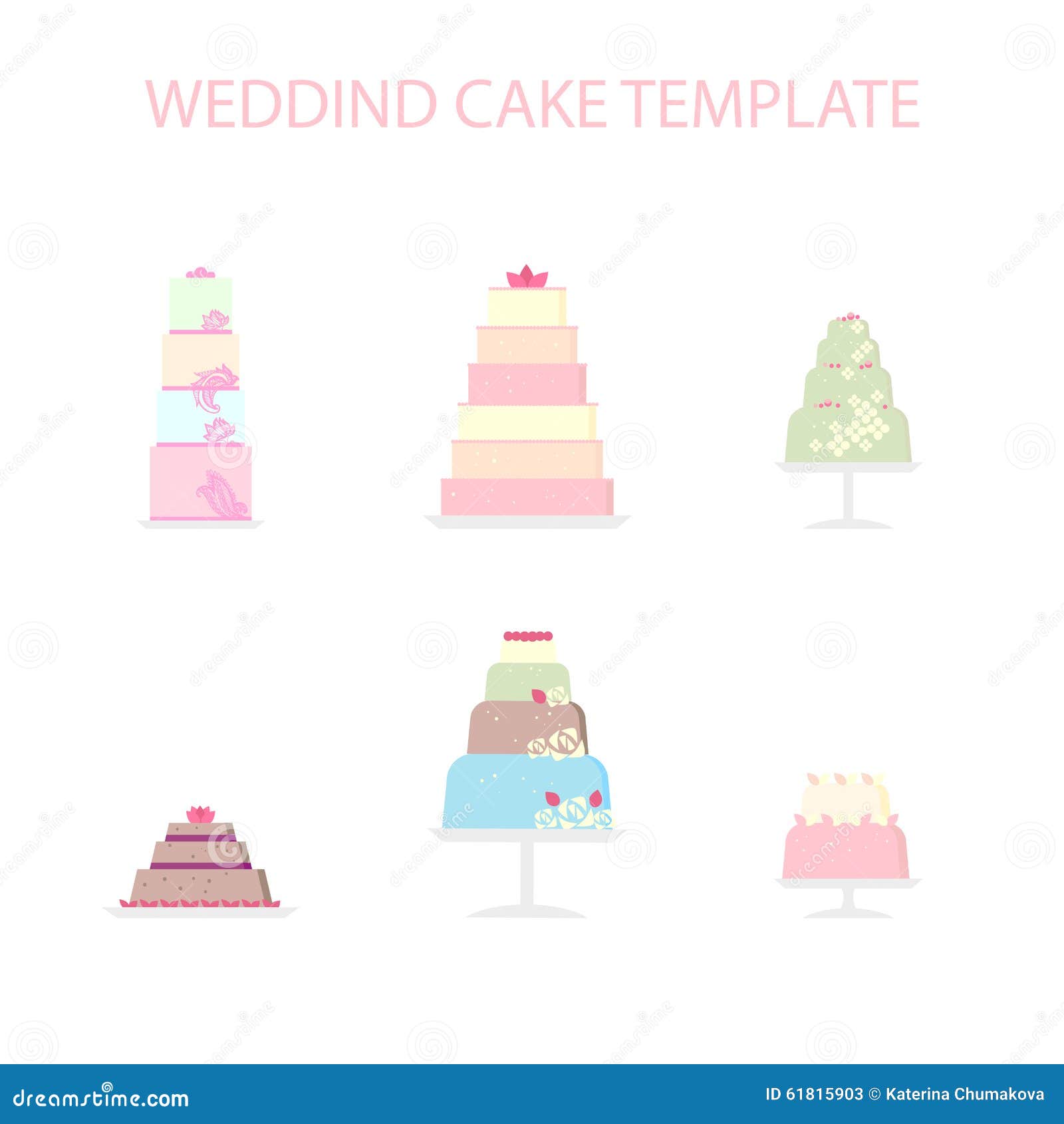 Set Vector of Wedding Cakes. Stock Vector - Illustration of card, groom ...