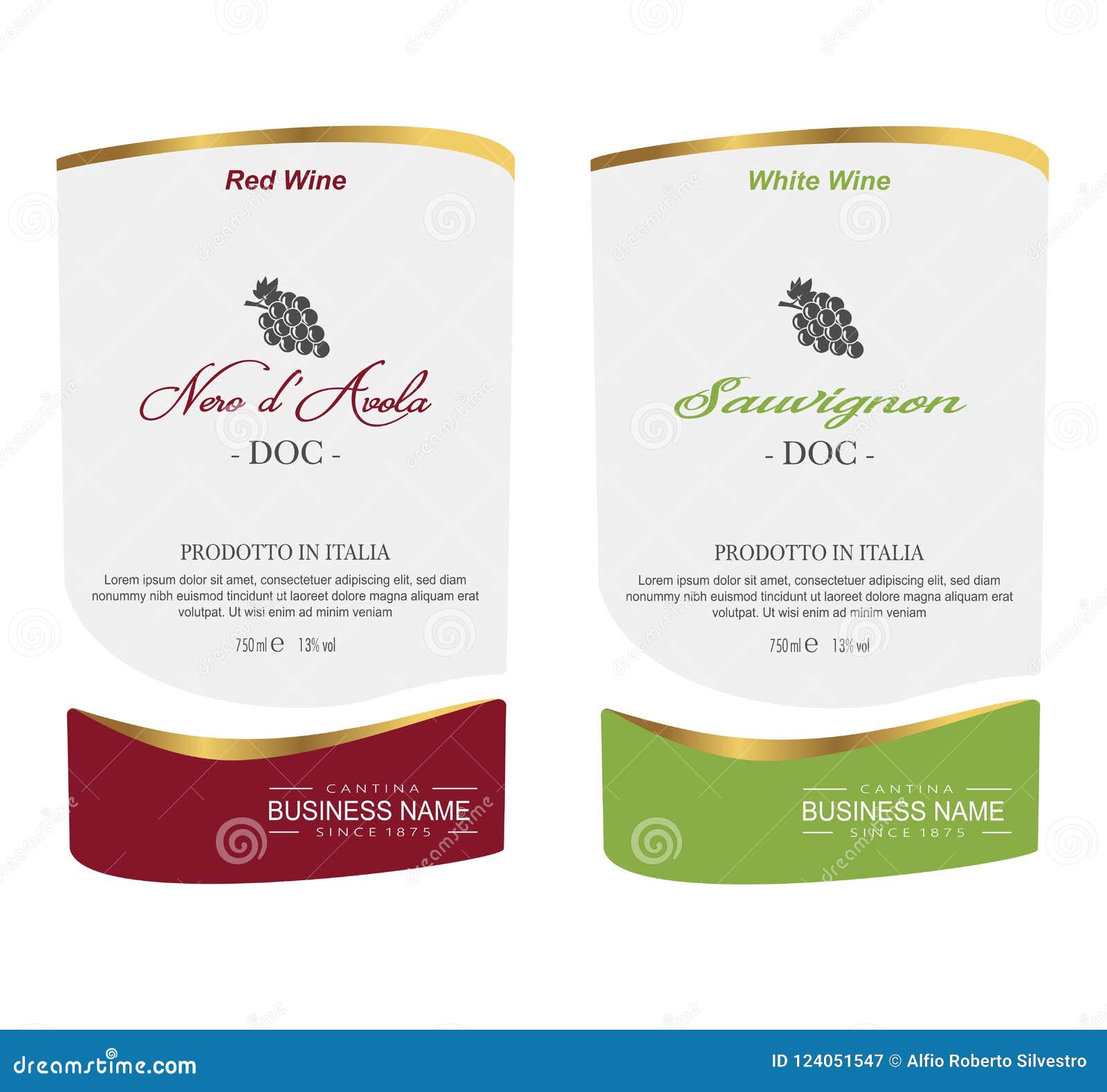 Set of Vector wine label stock vector. Illustration of icon - 124051547