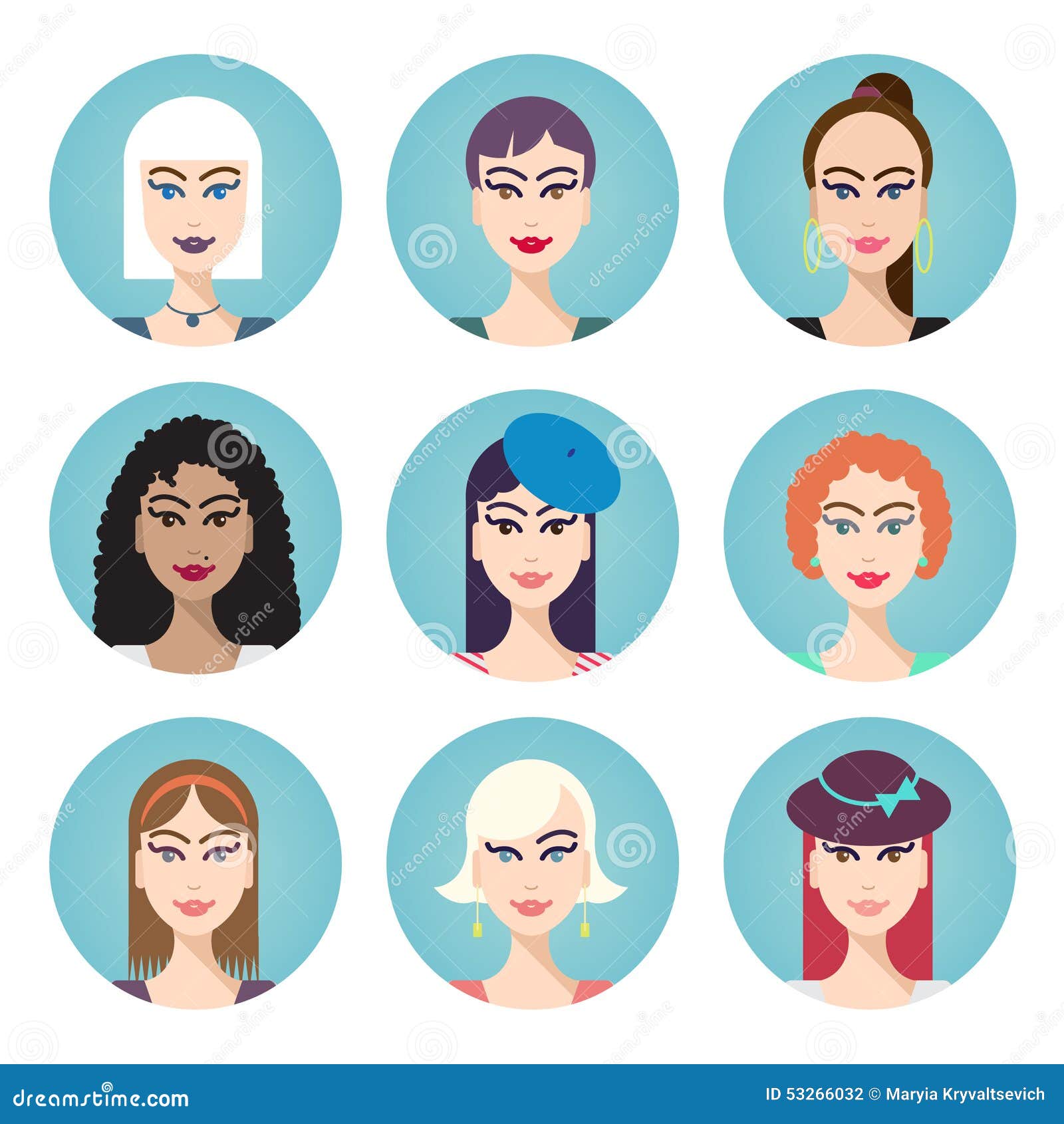 Set of Vector Women Characters Stock Vector - Illustration of female ...