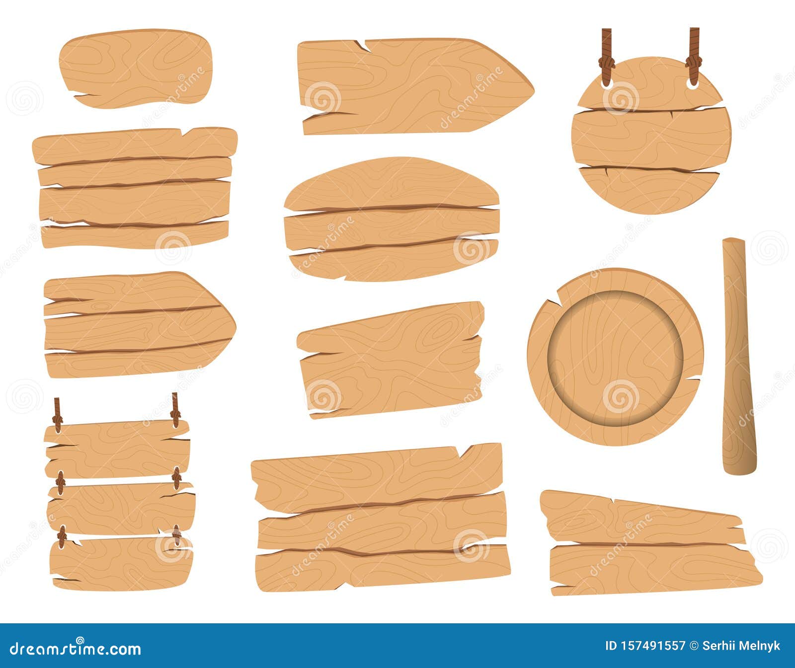 Set of vector wooden signs stock vector. Illustration of message ...