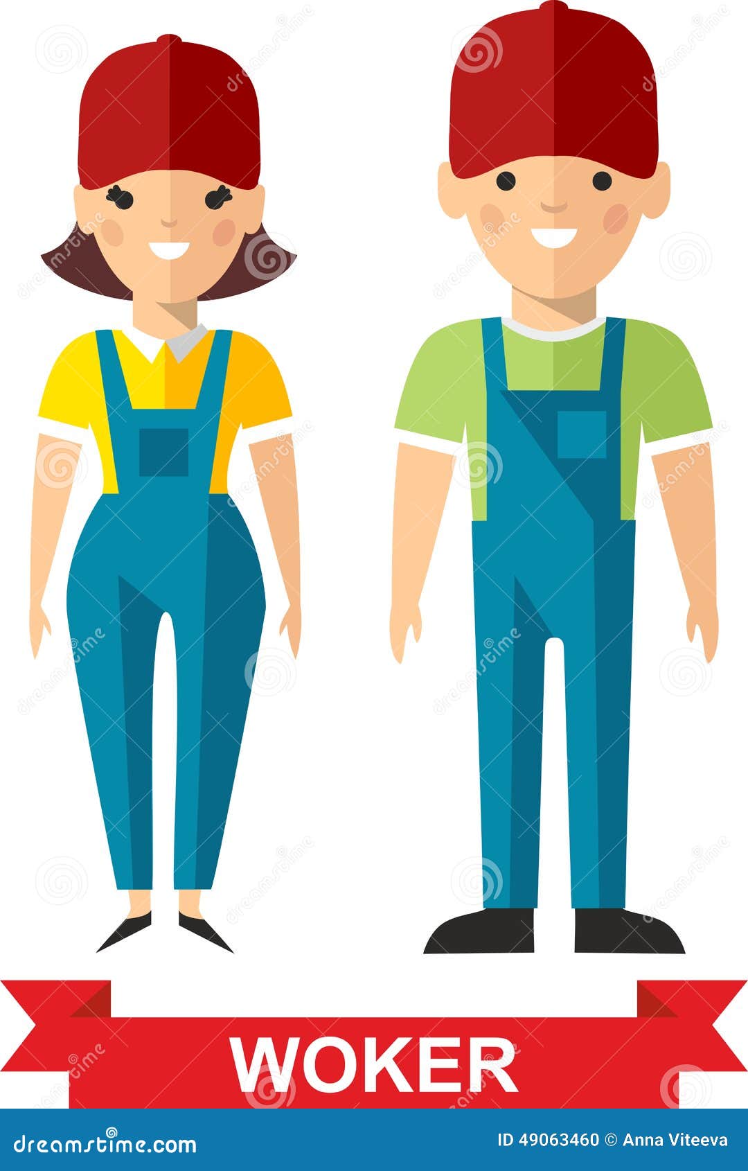 Set of Vector Worker Man and Worker Woman Stock Vector - Illustration ...