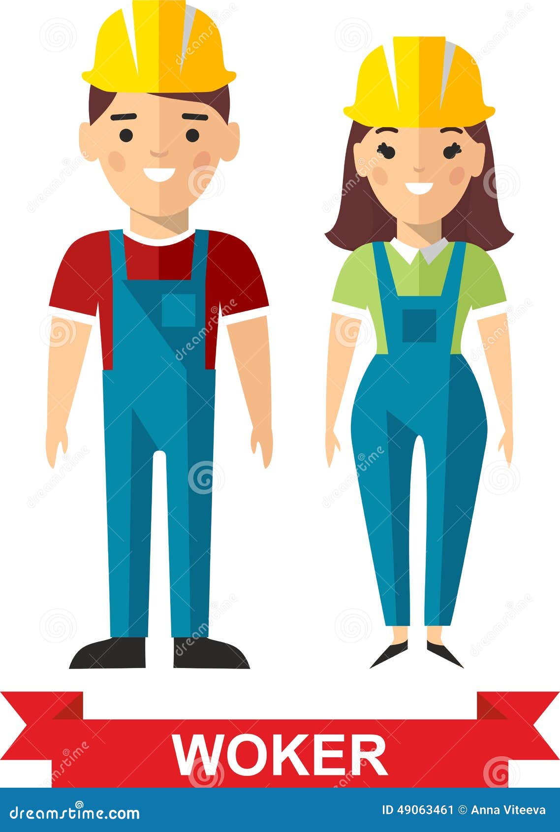Set of Vector Worker Man and Worker Woman Stock Vector - Illustration ...