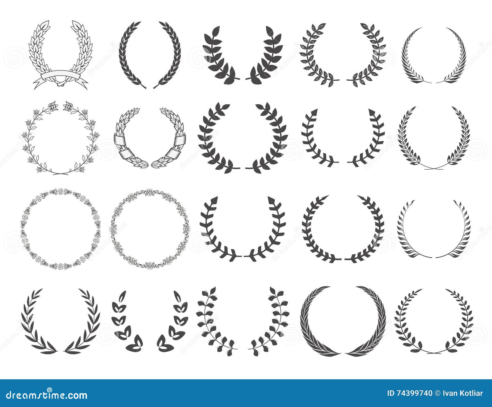 Set Of Vector Wreaths. Design Elements For Logo, Label, Emblem ...