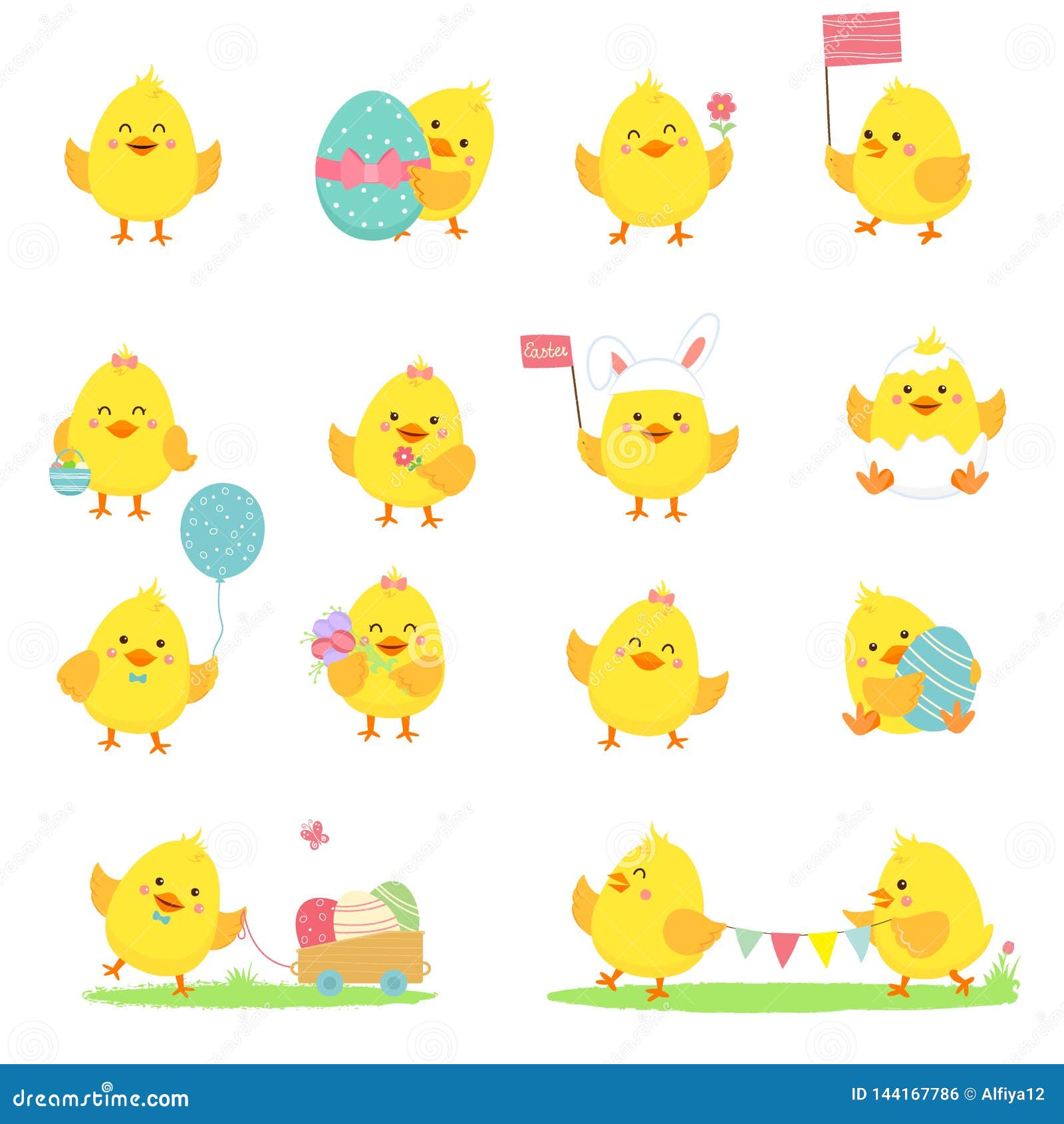 Set of Vector Yellow Chickens Stock Vector - Illustration of design ...