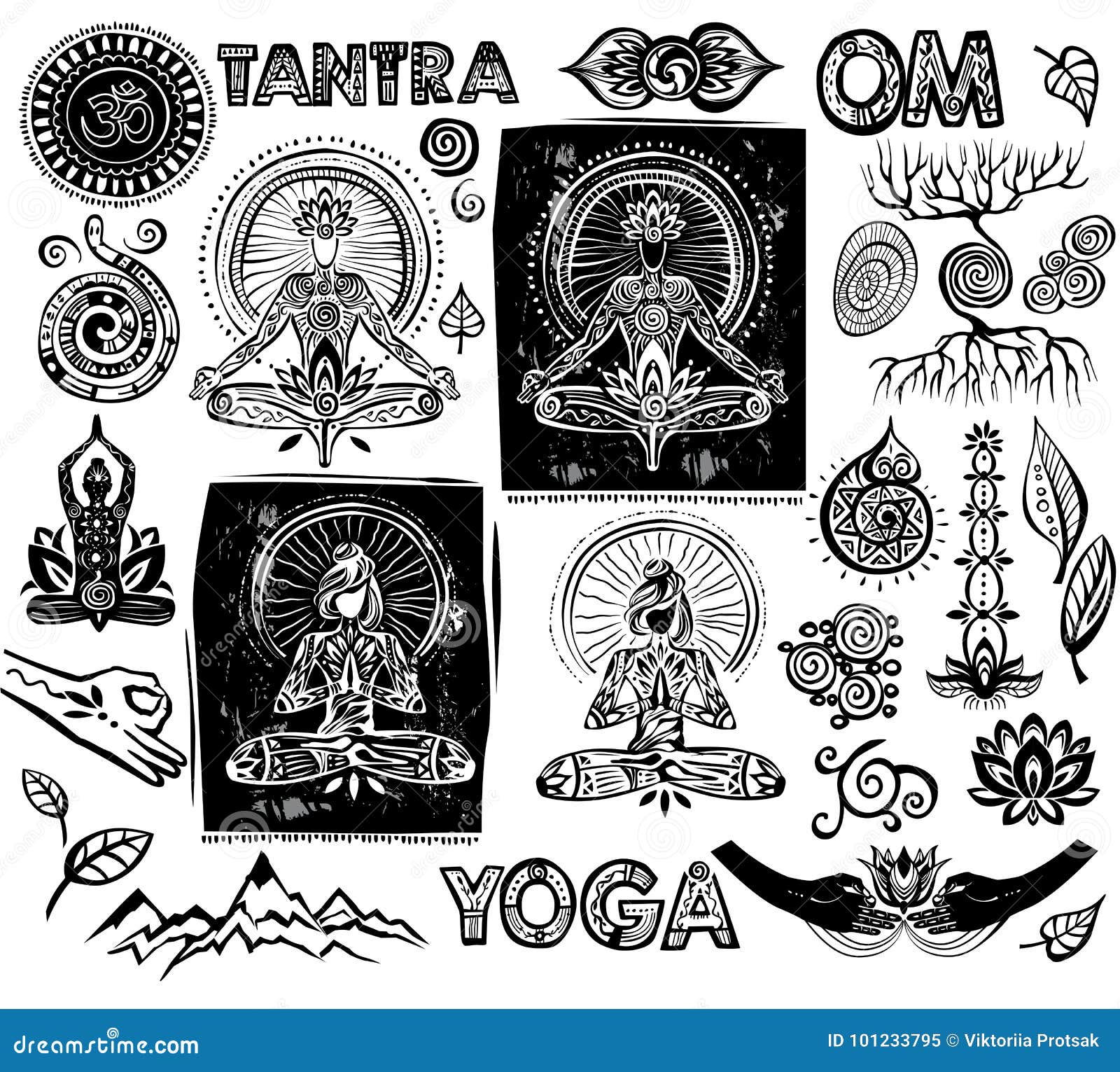 Set Vector Yoga elements stock vector. Illustration of indian - 101233795