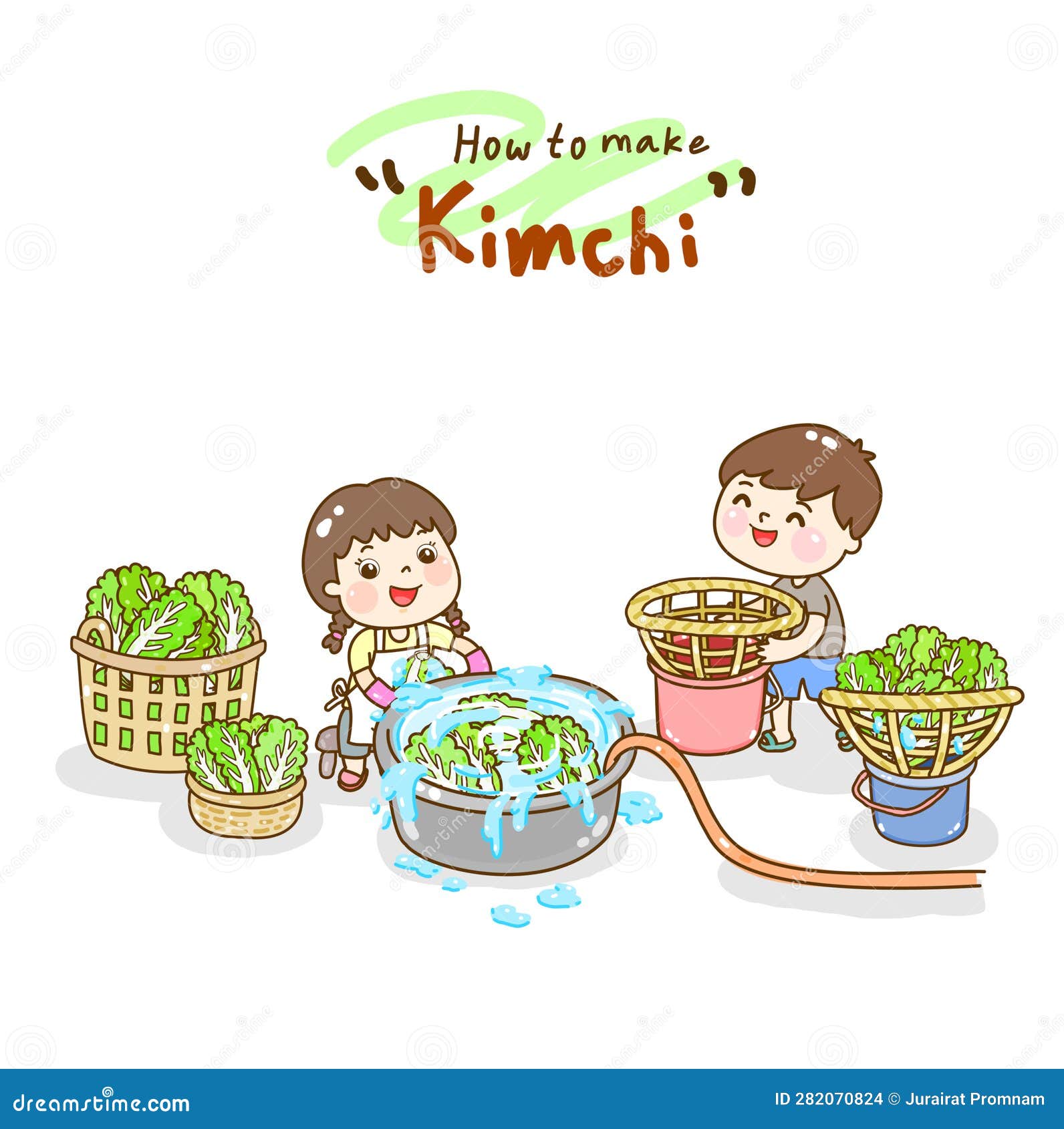 Set Cartoon Washing Vegetable Character. Stock Illustration ...
