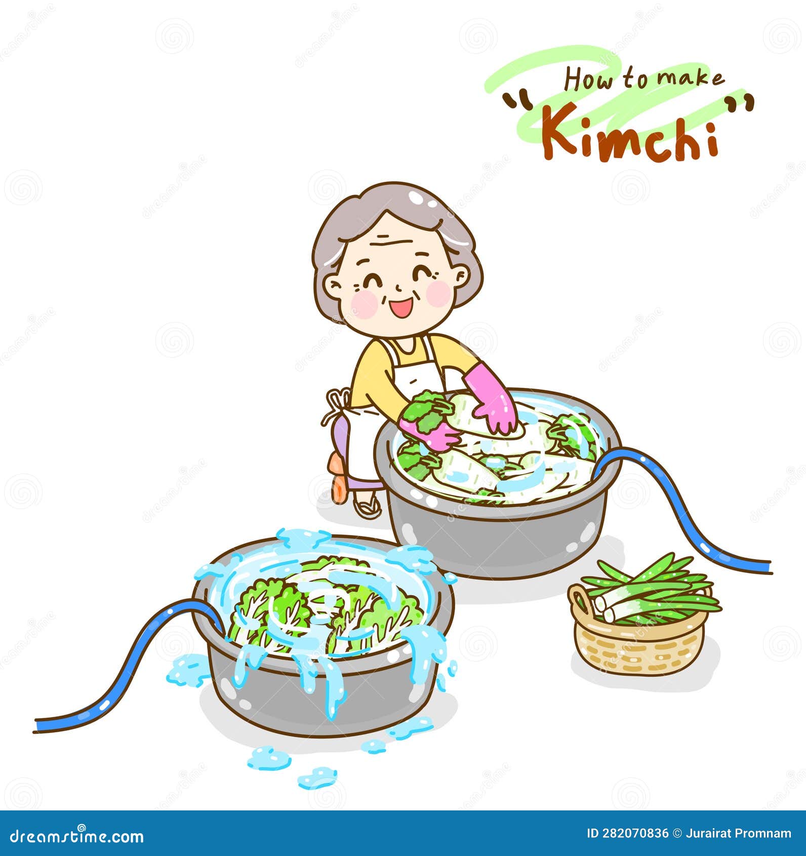 Set Cartoon Washing Vegetable Character. Stock Illustration ...