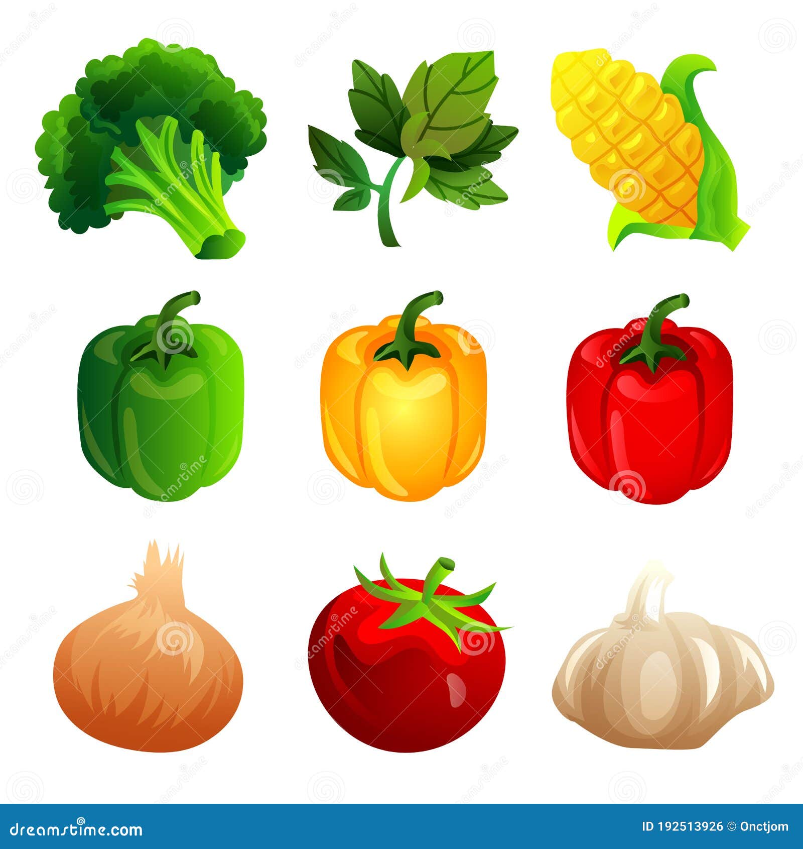 Set of Vegetable Element Object Stock Vector - Illustration of herb ...