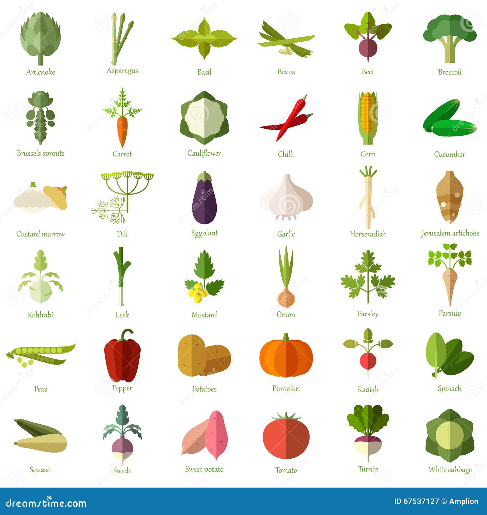 Set of Vegetable Flat Icons Stock Vector - Illustration of parsley, leek: 67537127