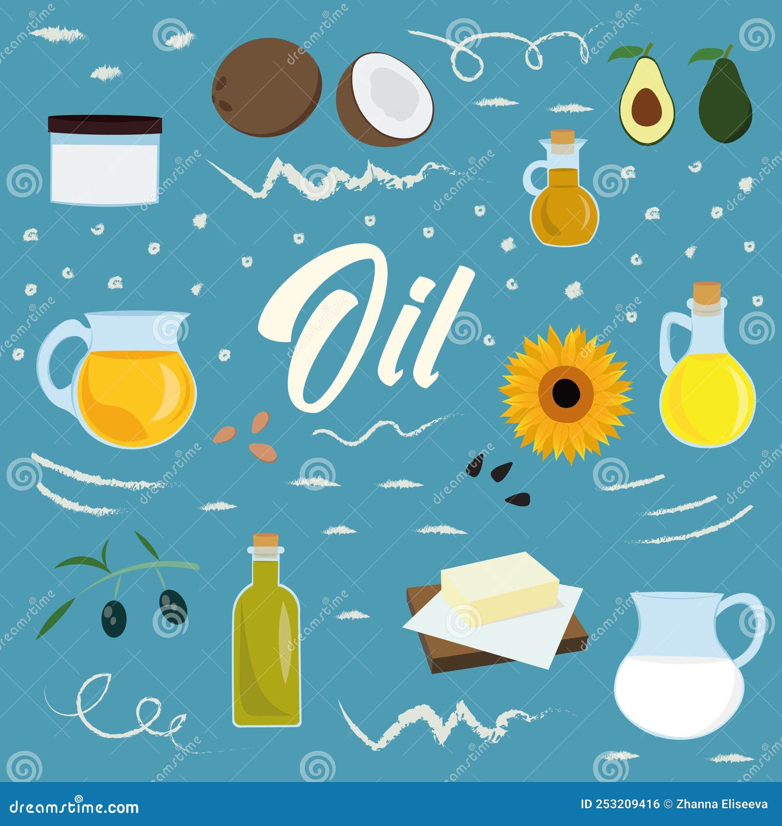 Set of Vegetable Oils in a Flat Design Stock Vector - Illustration of ...