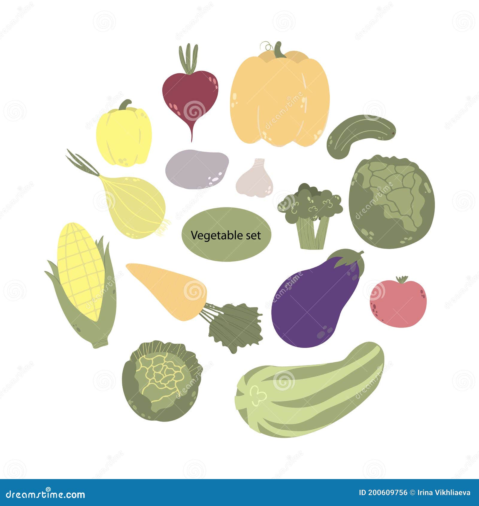 Set of Vegetables in Cartoon Style. Vector Image Stock Illustration ...