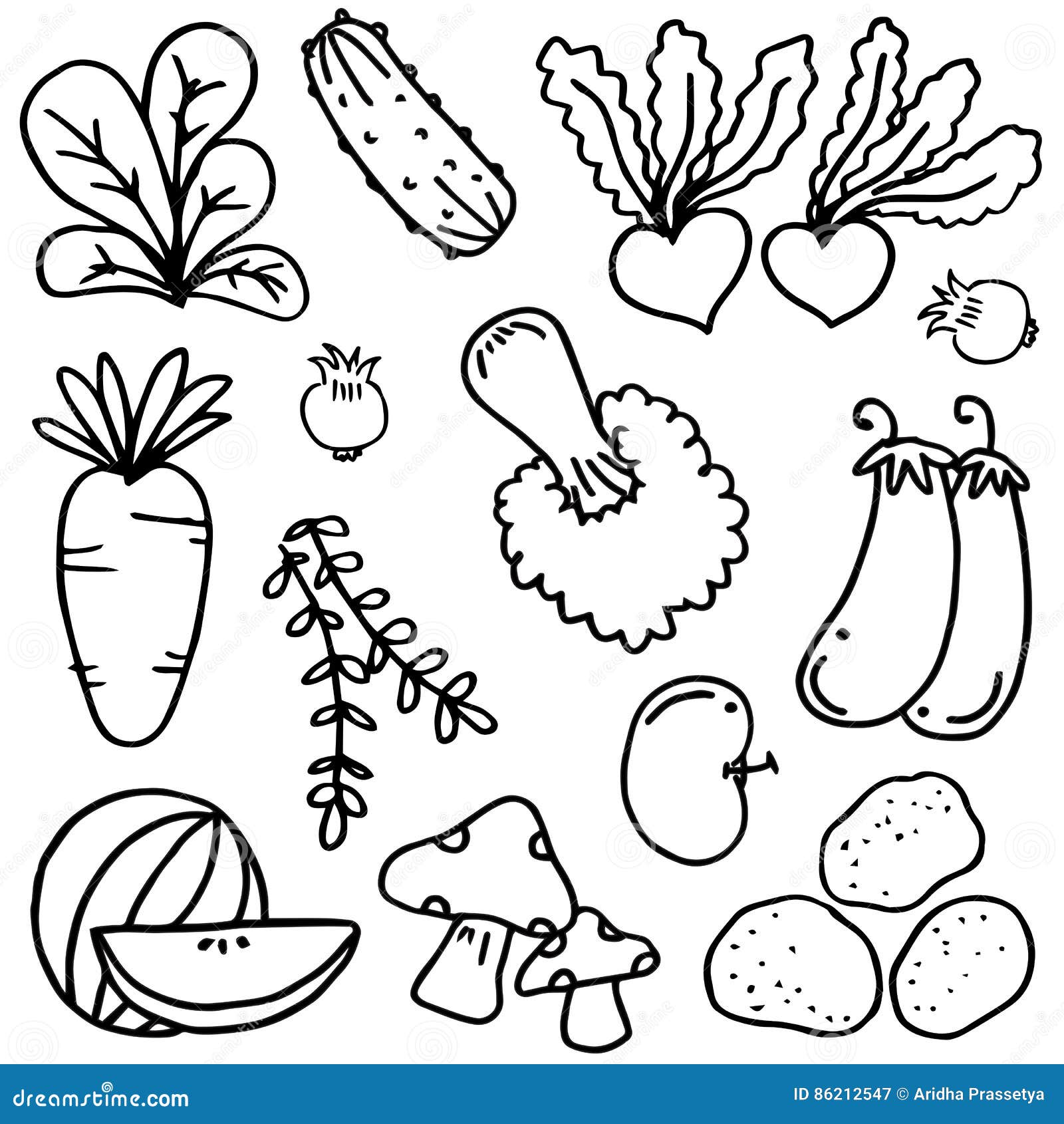 Set of Vegetables Doodles Vector Stock Vector - Illustration of celery ...
