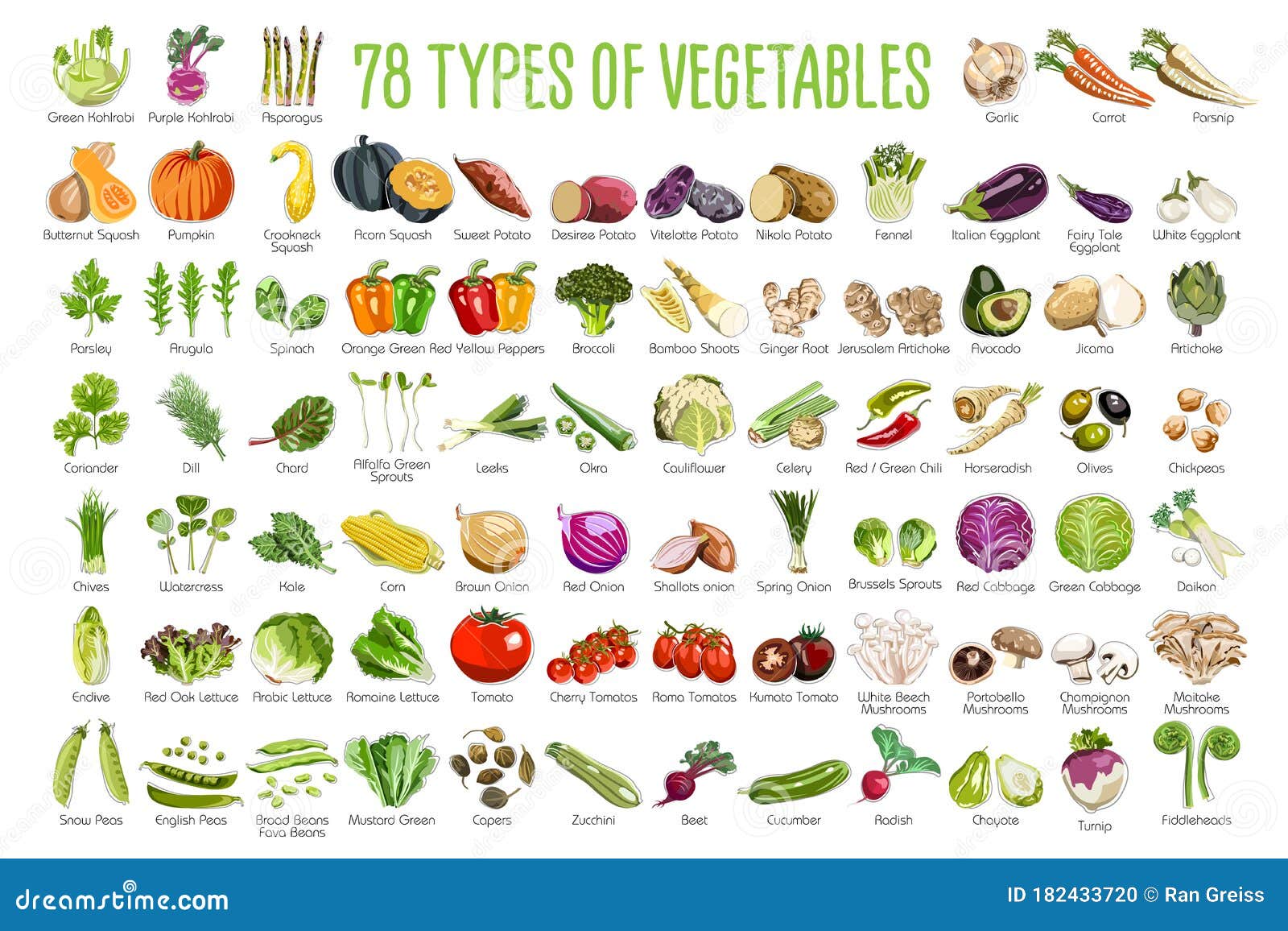 A Set of 78 Vegetables Icons Stock Vector - Illustration of includes ...