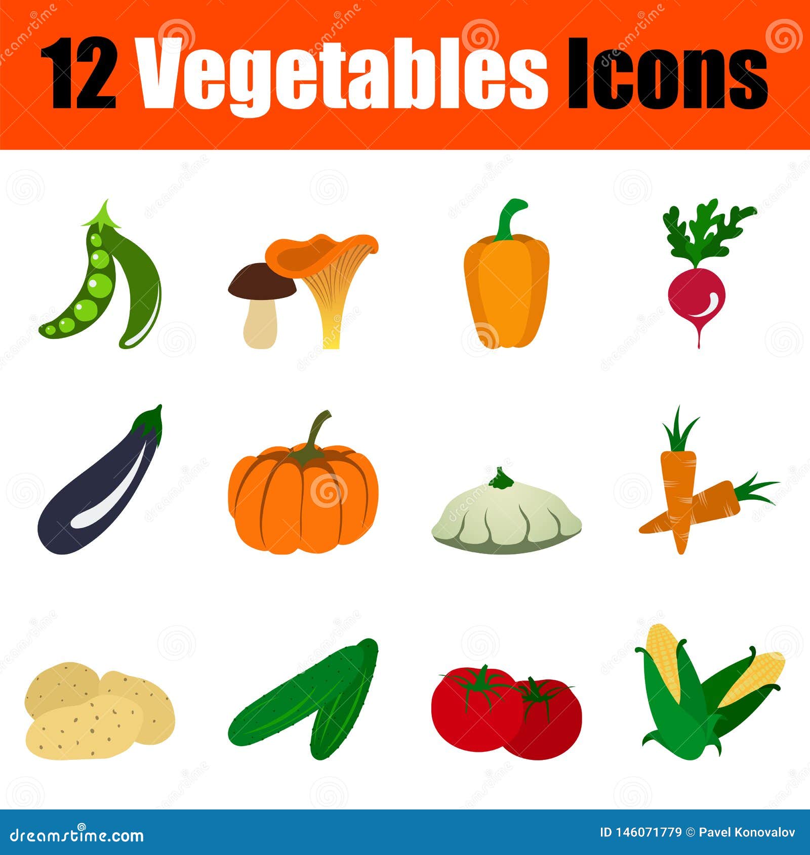 Set of Vegetables Icons stock vector. Illustration of symbol - 146071779
