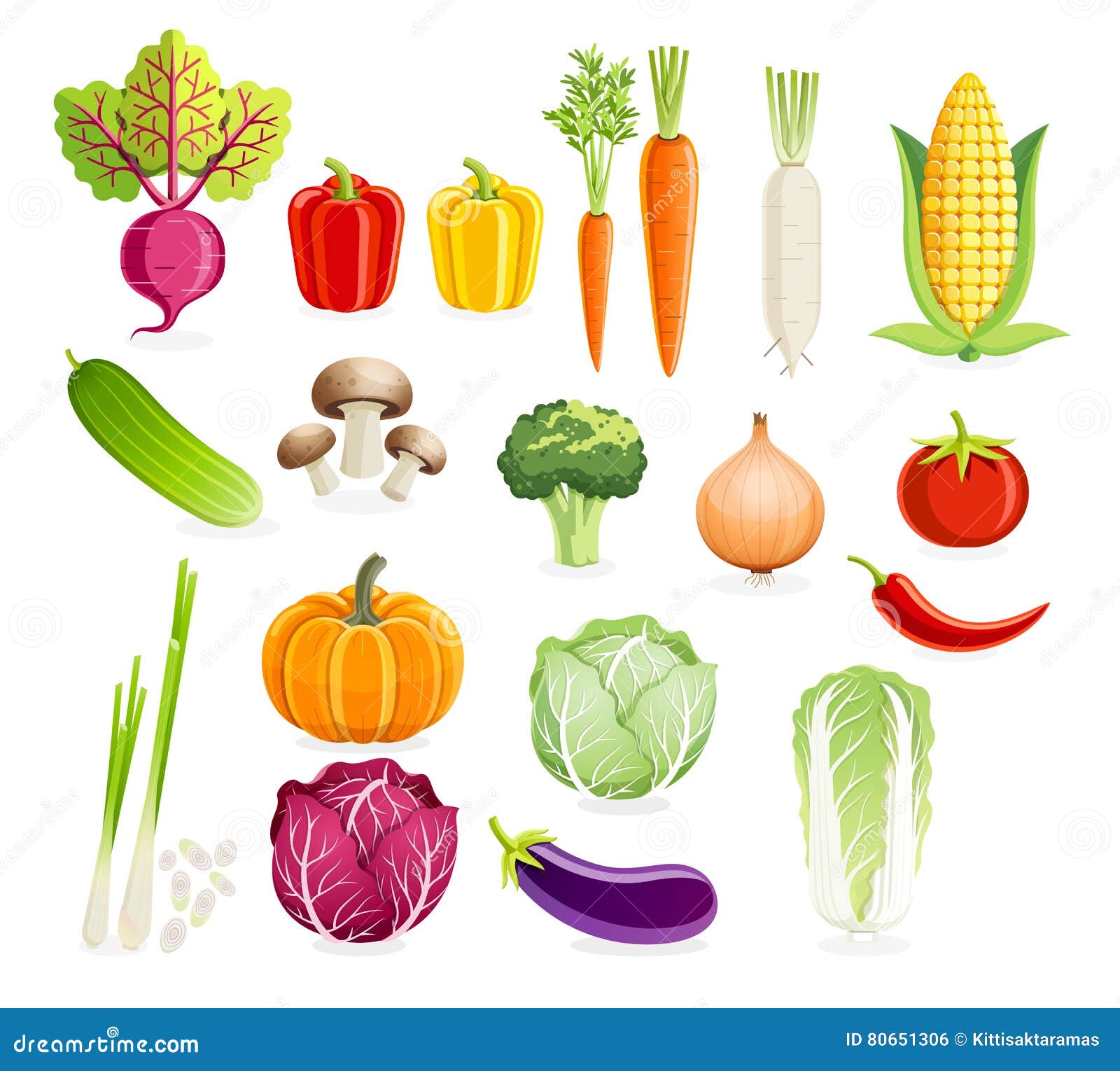 Set of Vegetables. Vector Illustrations. Stock Vector - Illustration of ...
