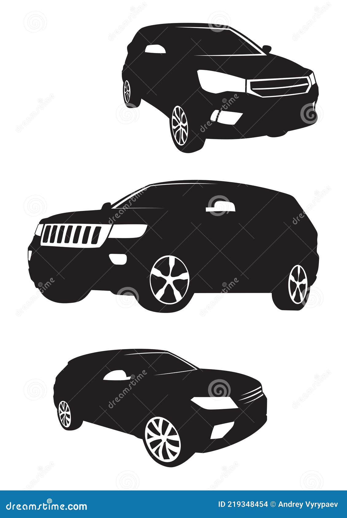 Set of vehicles SUV stock vector. Illustration of vector - 219348454
