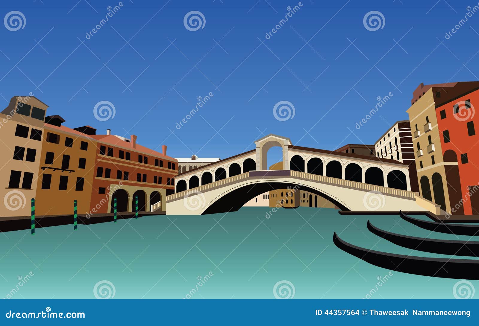Set of Venice Building and Architecture Landscape Stock Vector ...