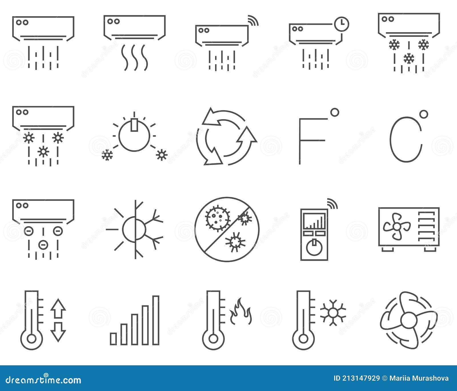 Set of Conditioning System Line Vector Icons. Stock Illustration ...