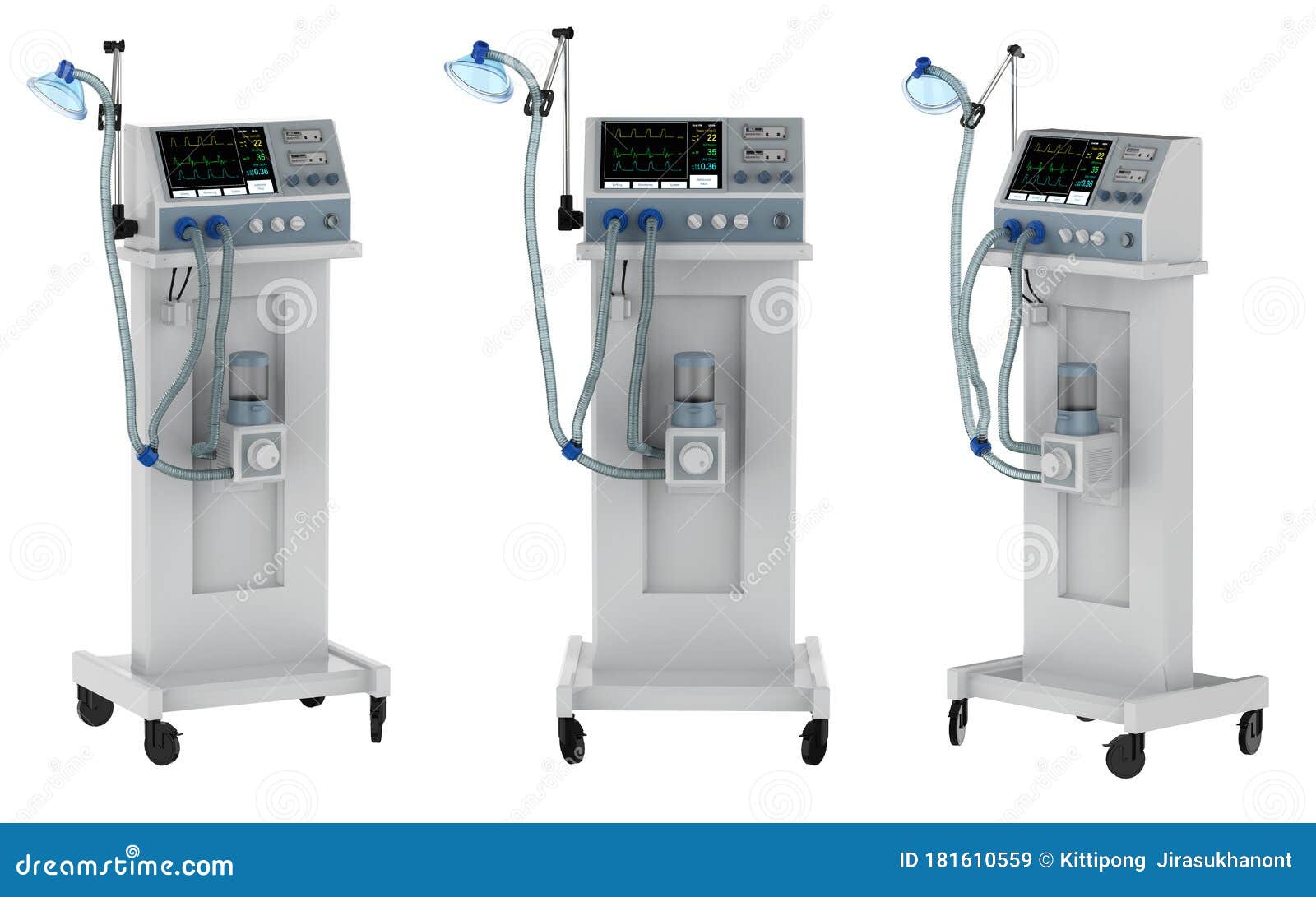 Set of ventilator machines stock illustration. Illustration of ...