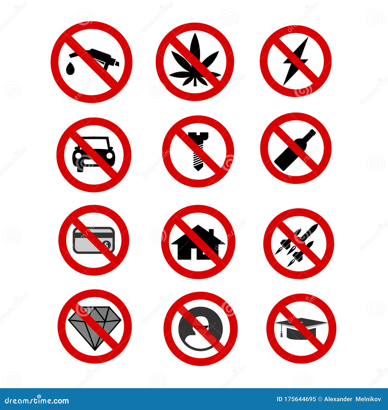 Set Verboden Pictogrammen. Vectorillustratie Eps 10 Stock Illustratie ...