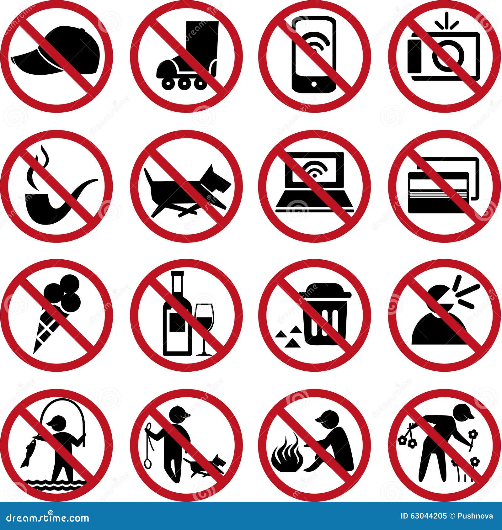 Set Verbotzeichen vektor abbildung. Illustration von piktogramm - 63044205
