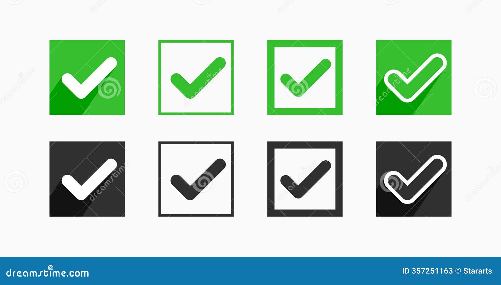 Set of Verified Checkmark Square Box in Green Black Stock Illustration ...