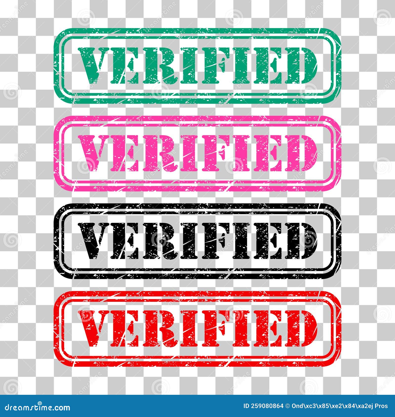 Set of Verified Stamp Symbol, Label Sticker Sign Button, Text Banner ...