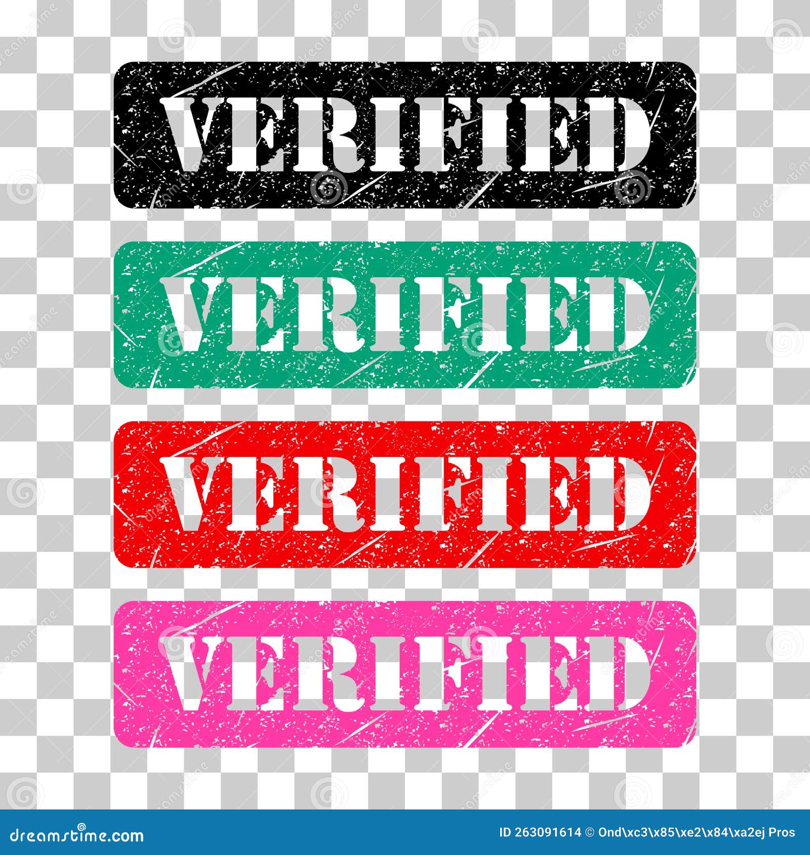 Set of Verified Stamp Symbol, Label Sticker Sign Button, Text Banner ...