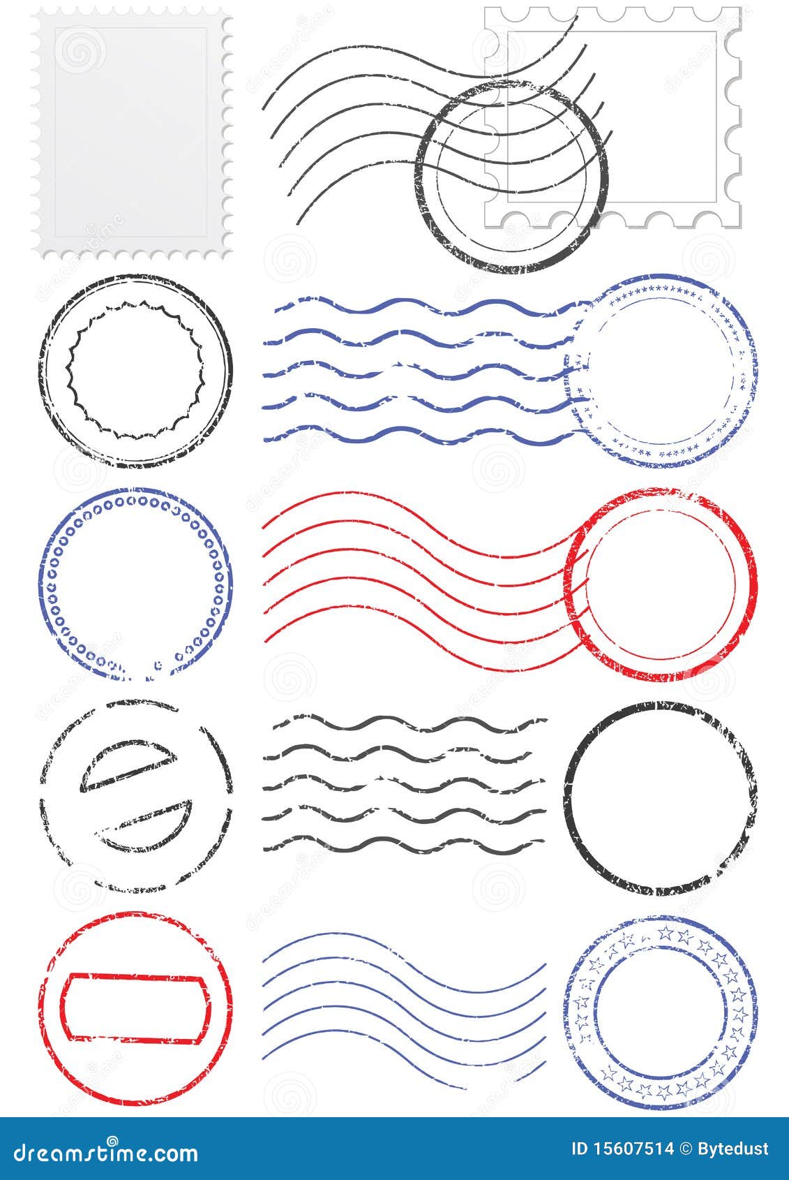 Set Verschiedener Poststempel Und Stempel. Vektor Abbildung ...