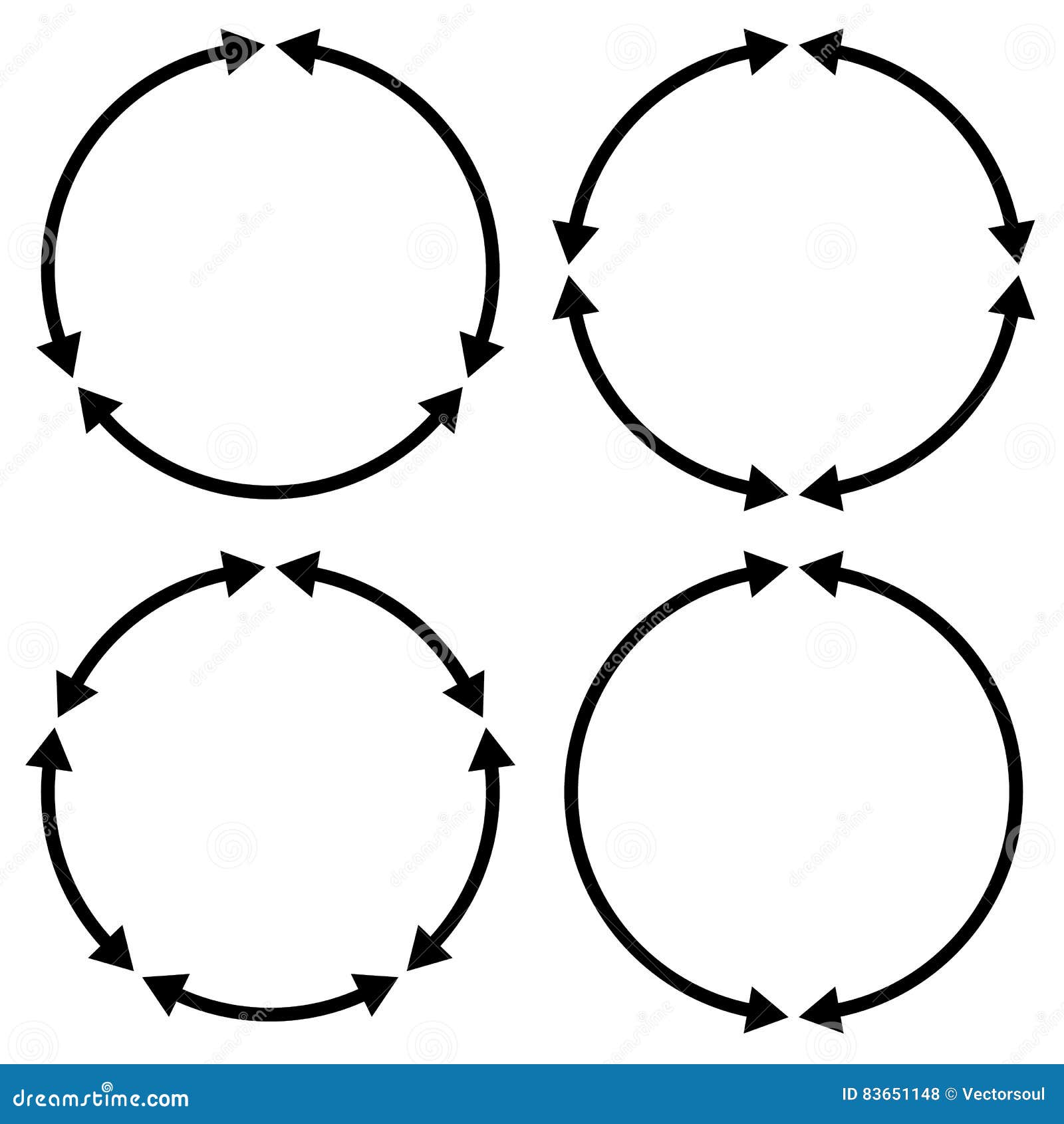 Set of 4 Version Circular Arrow, Circle Arrow Elements Stock Vector ...