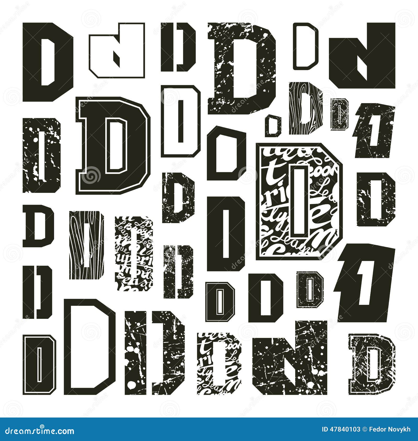 Set versions of letters D stock vector. Illustration of medium - 47840103