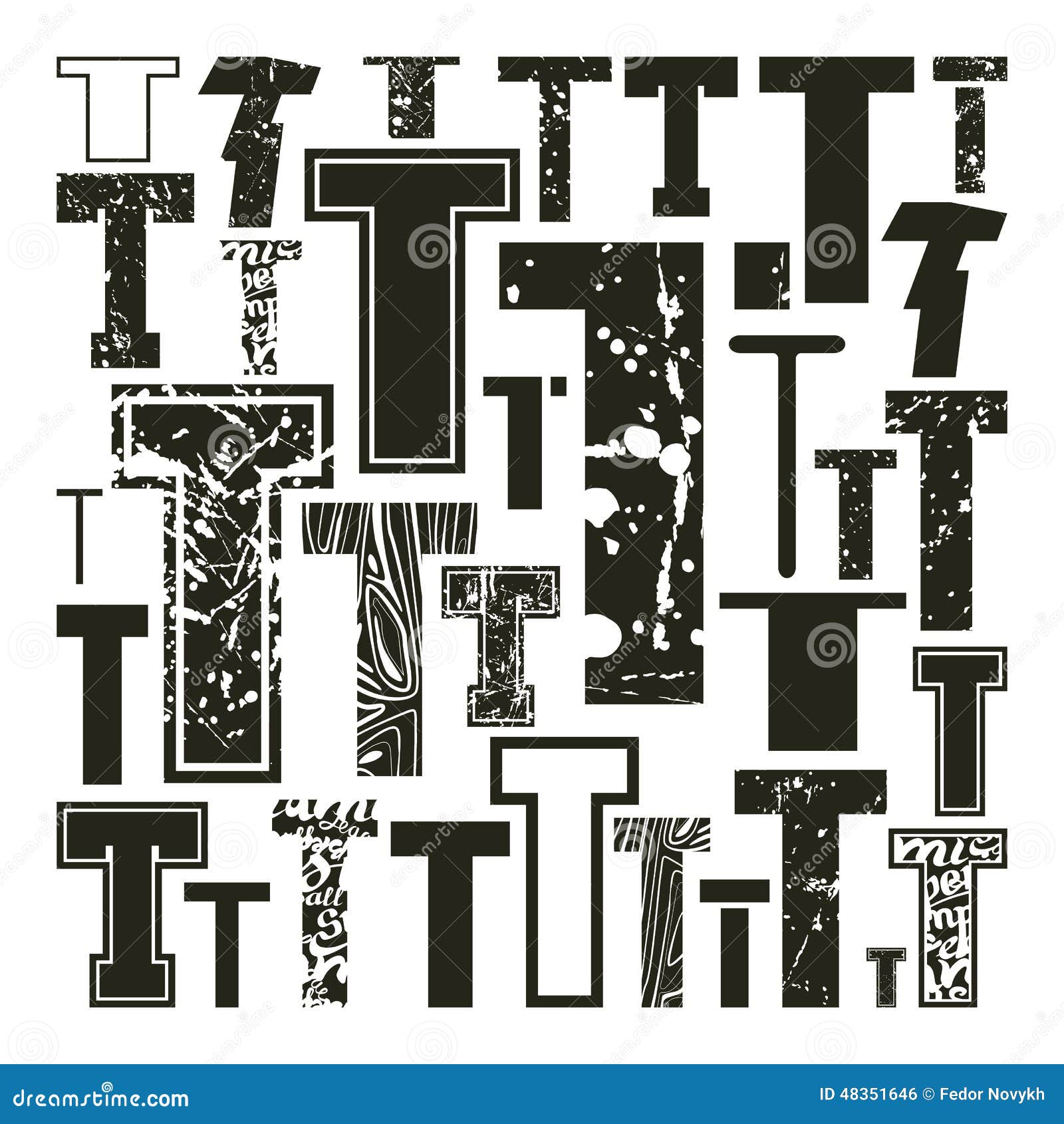 Set versions of letters T stock vector. Illustration of grotesque ...