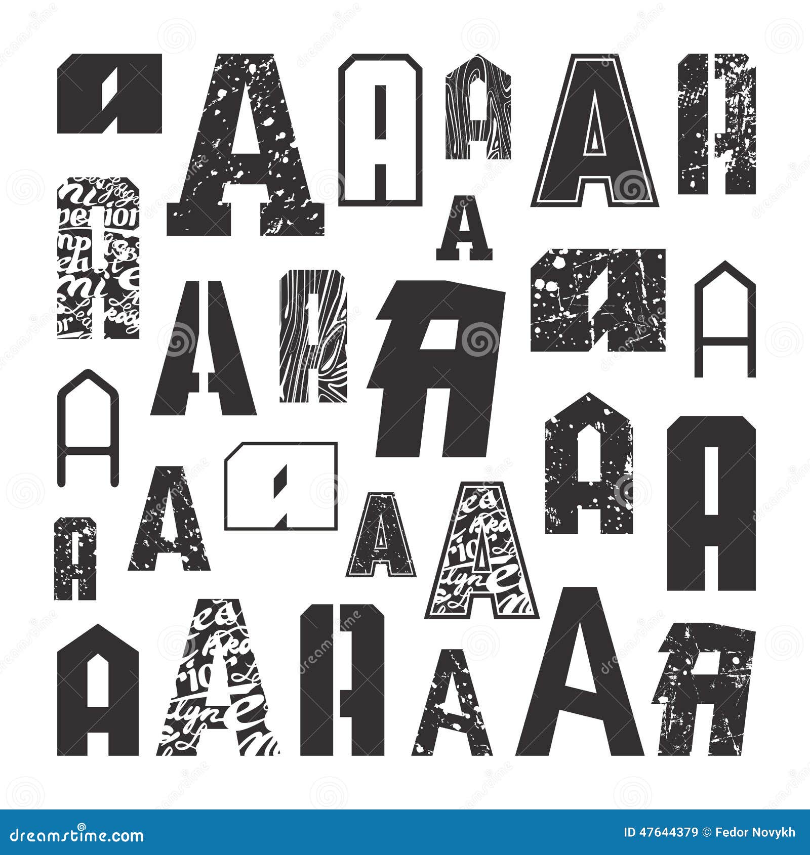 Set versions of letters a stock vector. Illustration of massive - 47644379