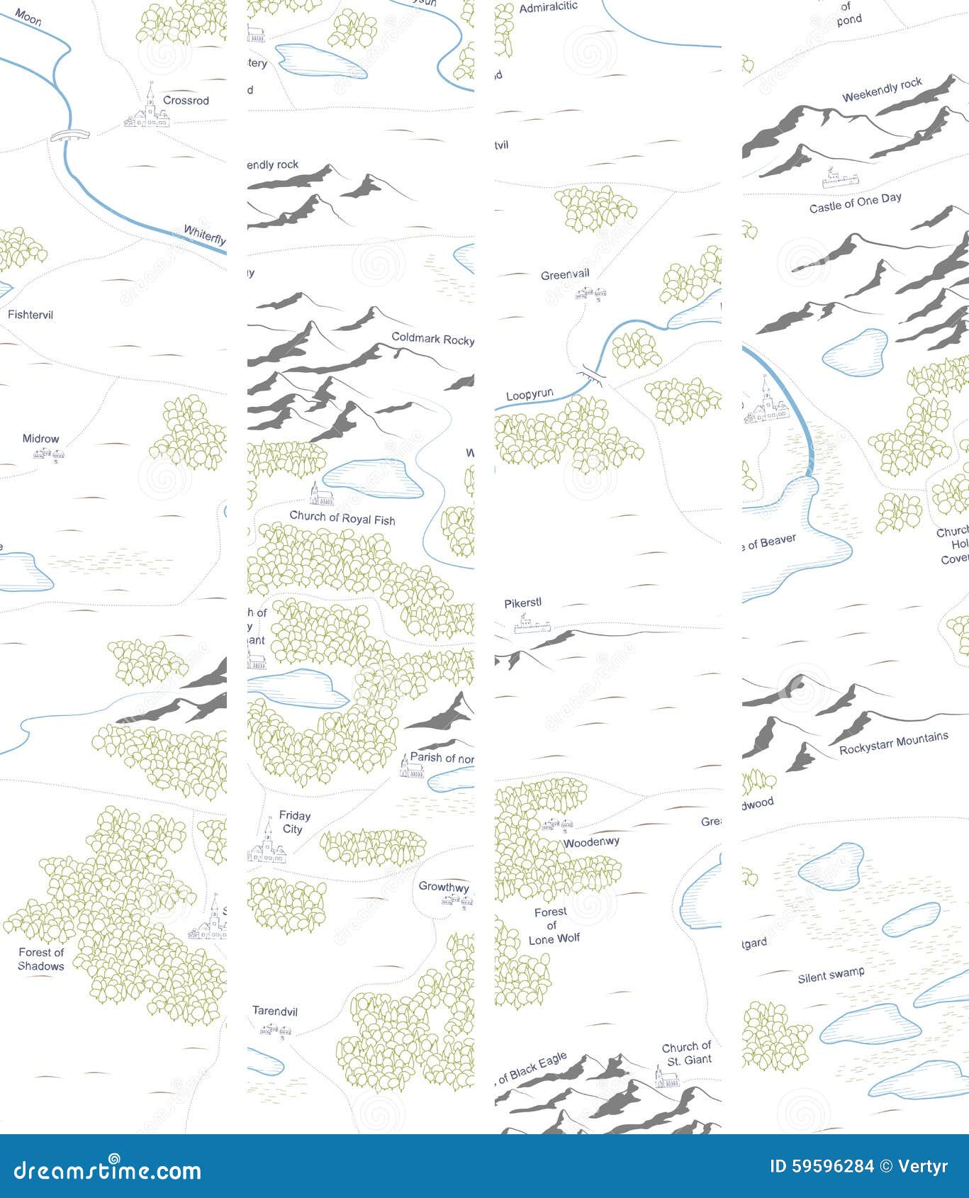 Set Vertical Banner of Map Painted Map. Stock Vector - Illustration of ...