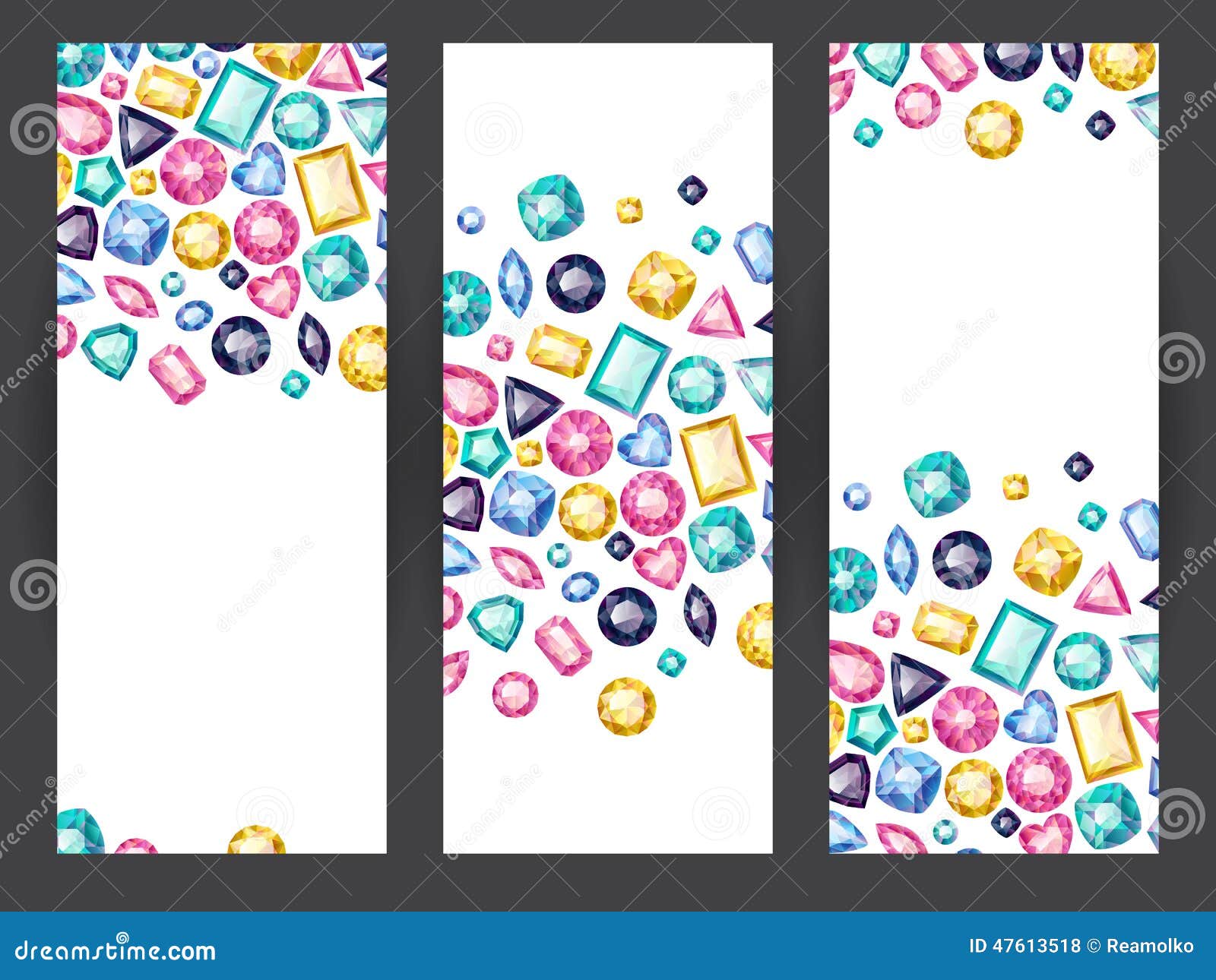 Set of Vertical Banners with Colorful Gemstones. Stock Vector ...