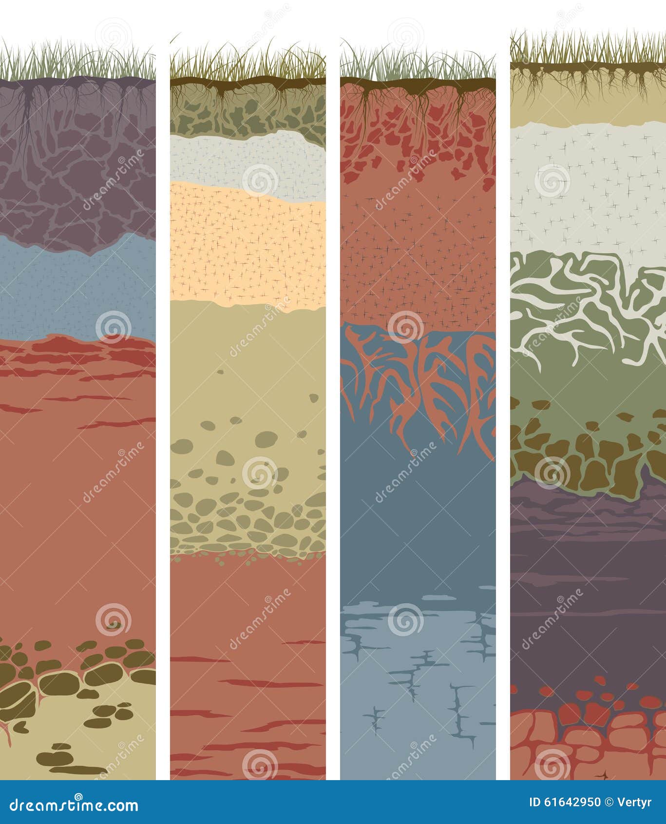 Set Vertical Banners with Cut of Soil Columns (profile). Stock Vector ...